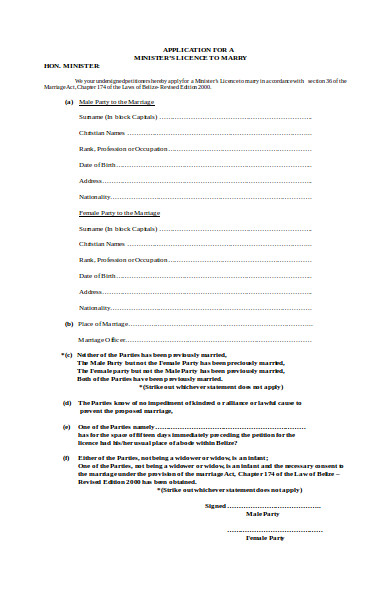 FREE 10+ Varieties of Marriage Application Forms in PDF | MS Word