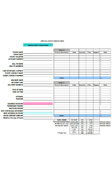 FREE 13+ Event Order Form Samples, PDF, MS Word, Google Docs, Excel