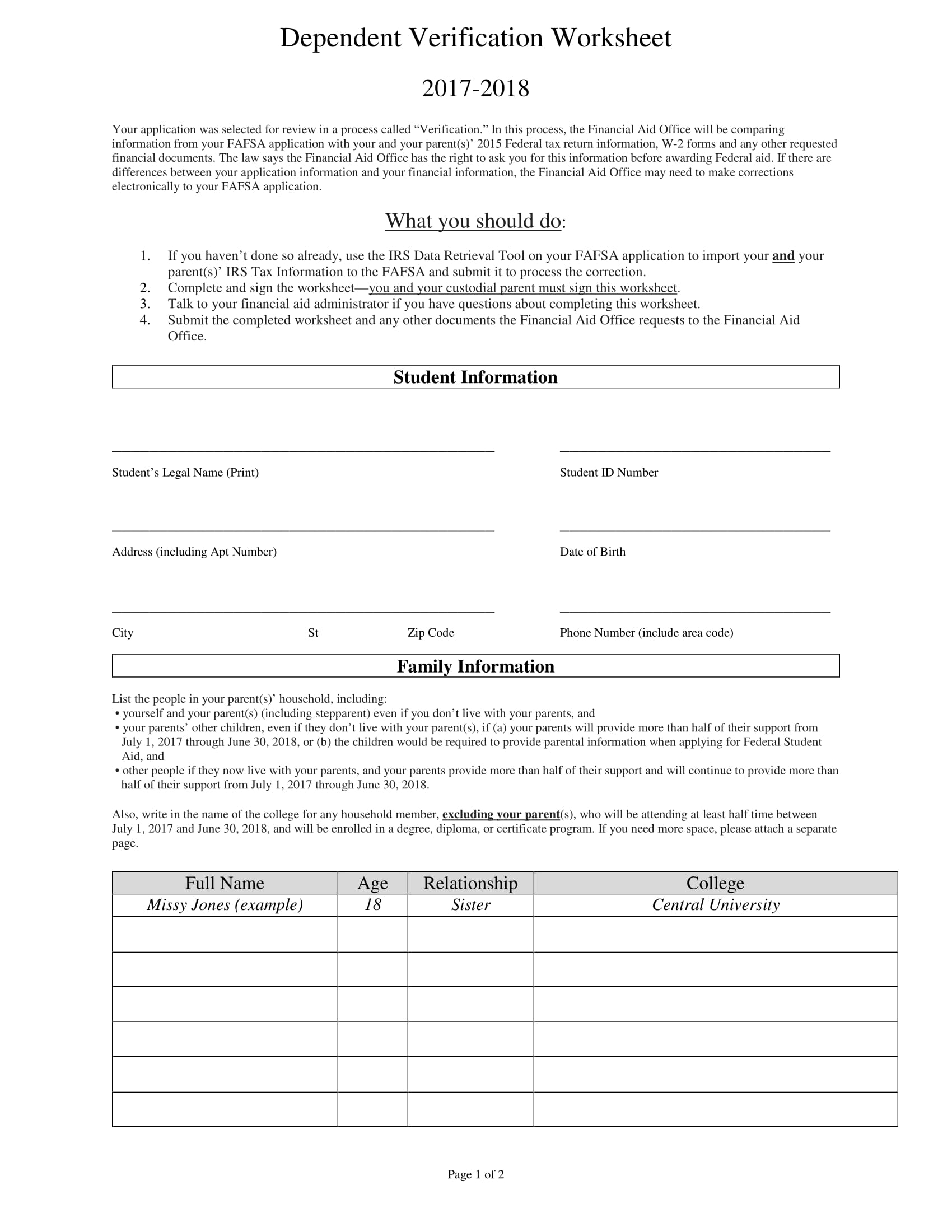 How To Fill Out A Dependent Verification Form Usages Purpose Steps 