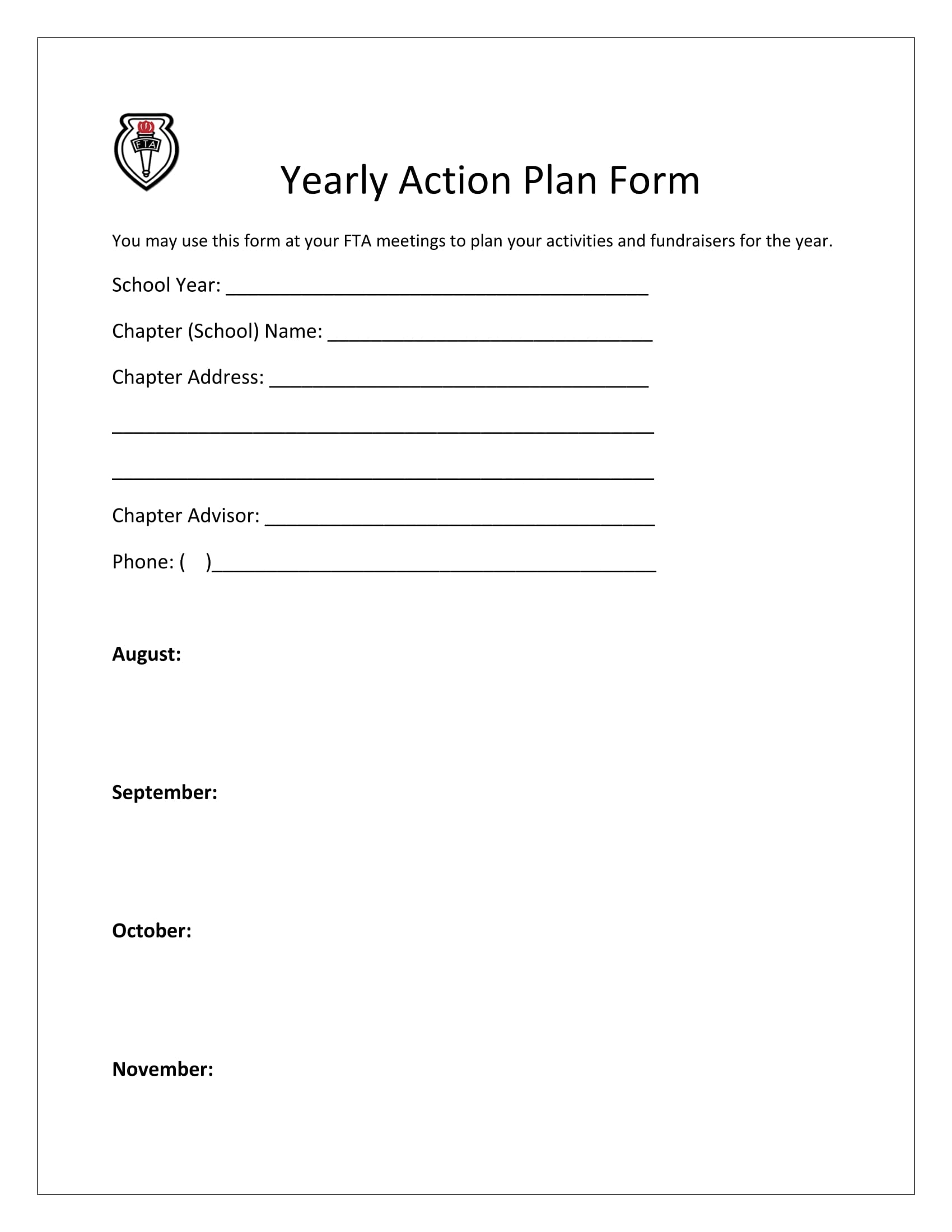 Types of Action Forms for Making Plans and Setting Goals [ With 10 ...