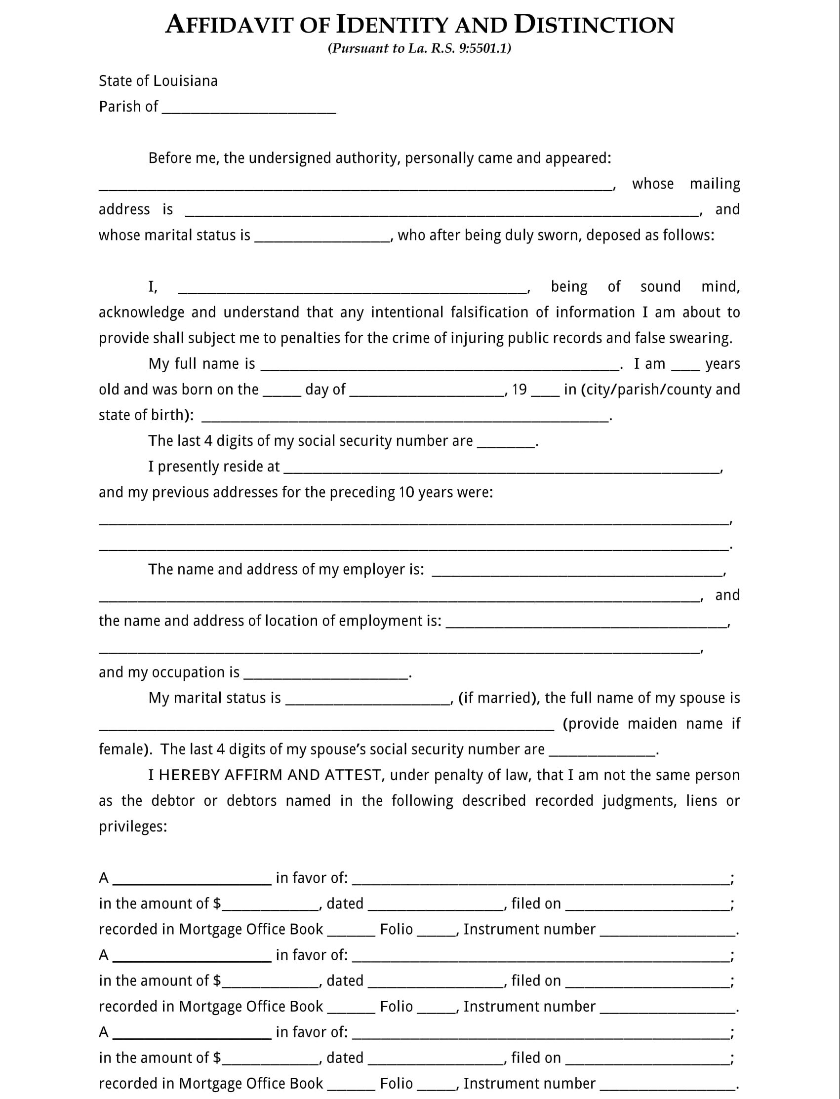 FREE 8+ Affidavit of Identity Forms in PDF