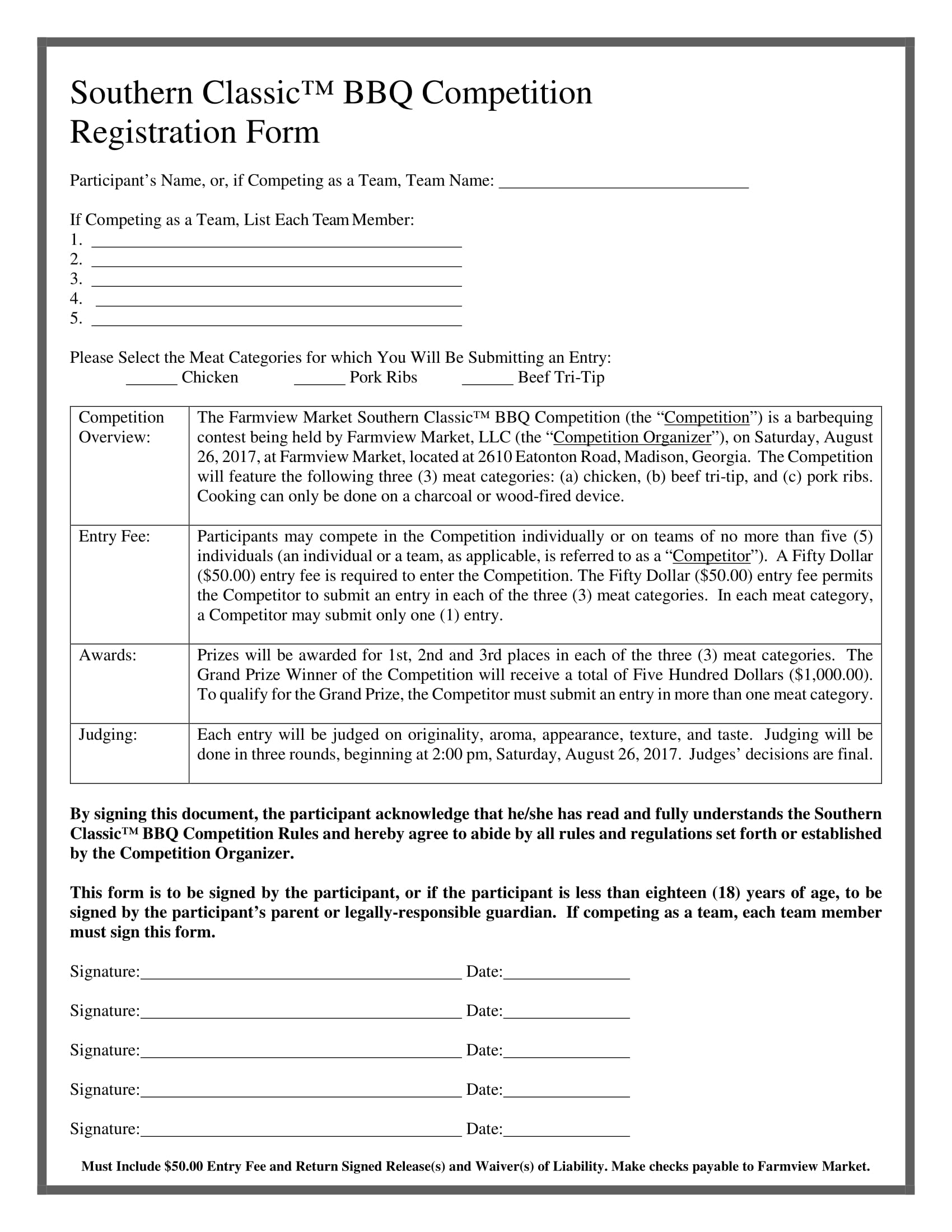 What Is a Competition Entry Registration Form? [ with Samples ]