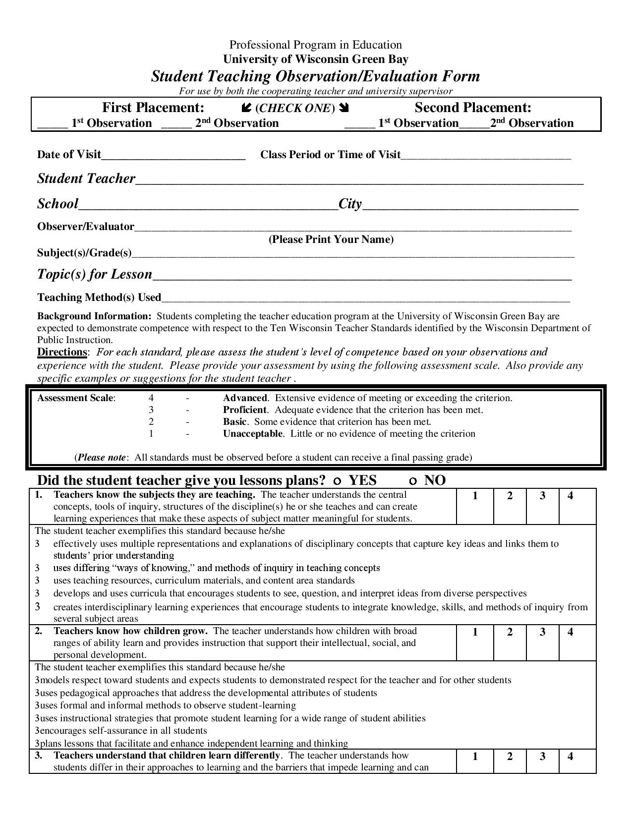 FREE 11+ Observational Feedback Forms in PDF | MS Word