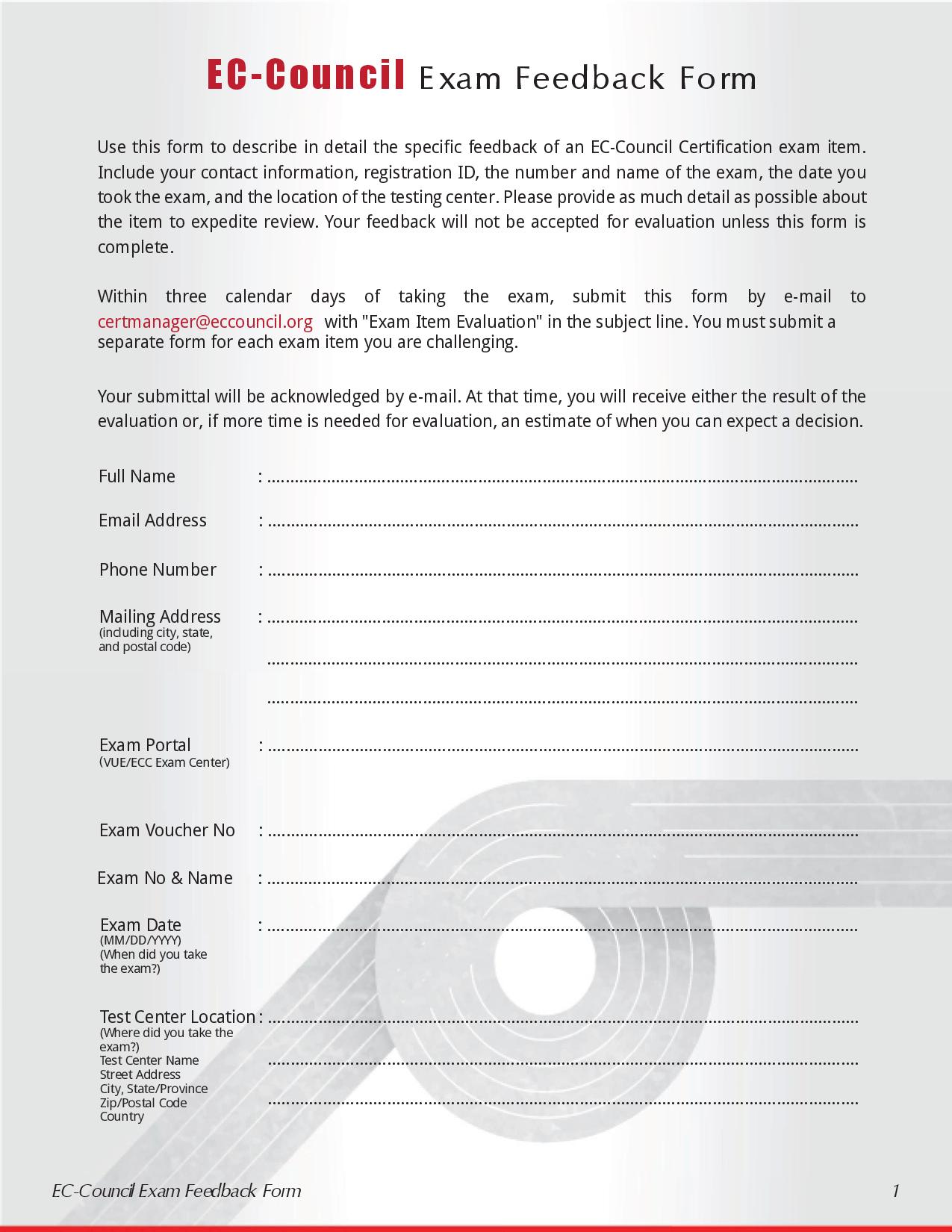 FREE 11 Exam And Test Feedback Forms In PDF Ms Word FREE 11 Exam And Test Feedback Forms In PDF Ms Word