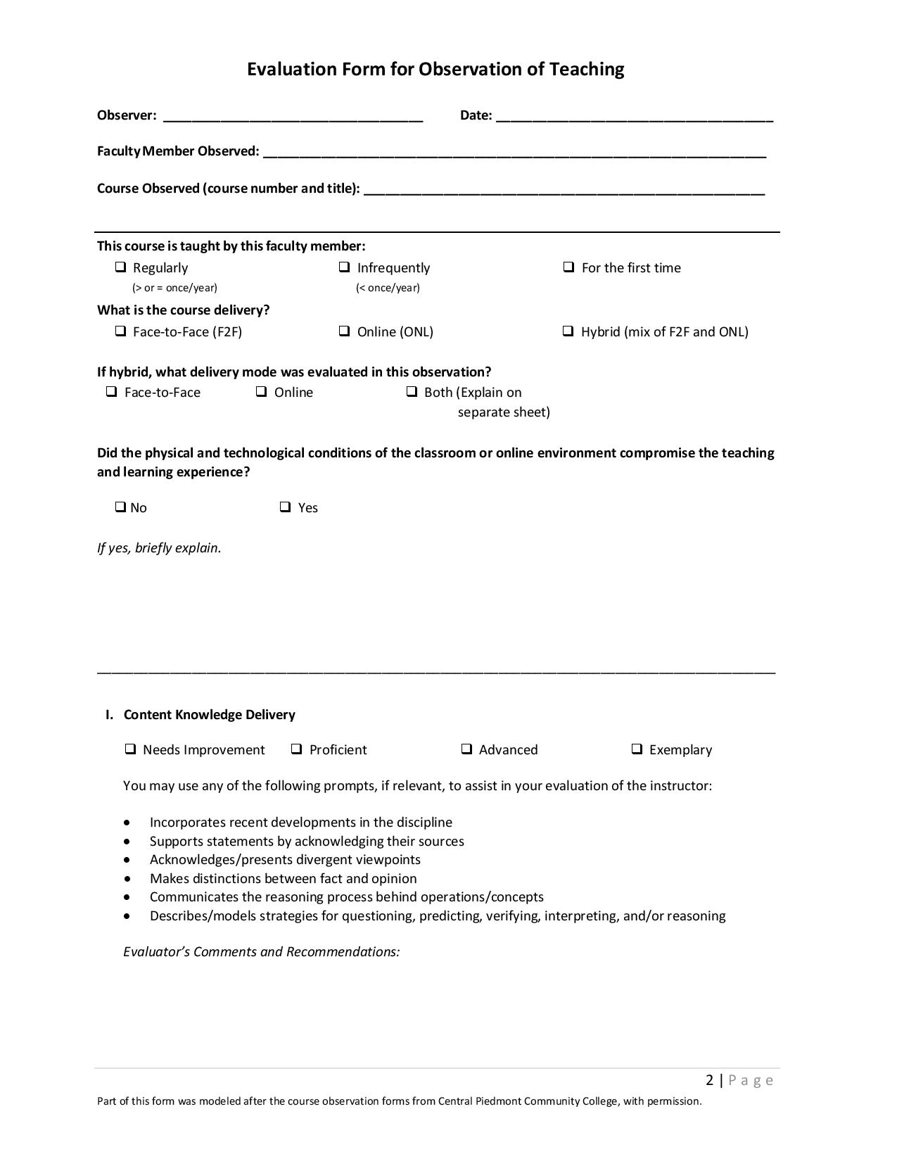 FREE 11+ Observational Feedback Forms in PDF | MS Word