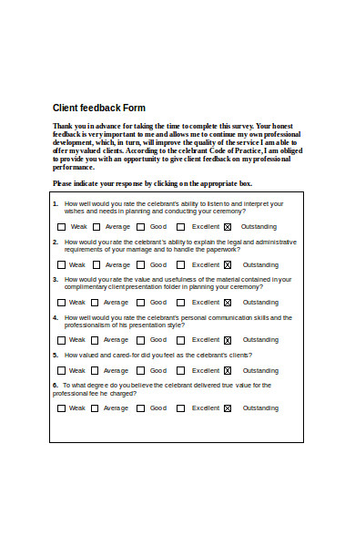 FREE 9+ Feedback Forms for Clients in PDF | Ms Word | Excel