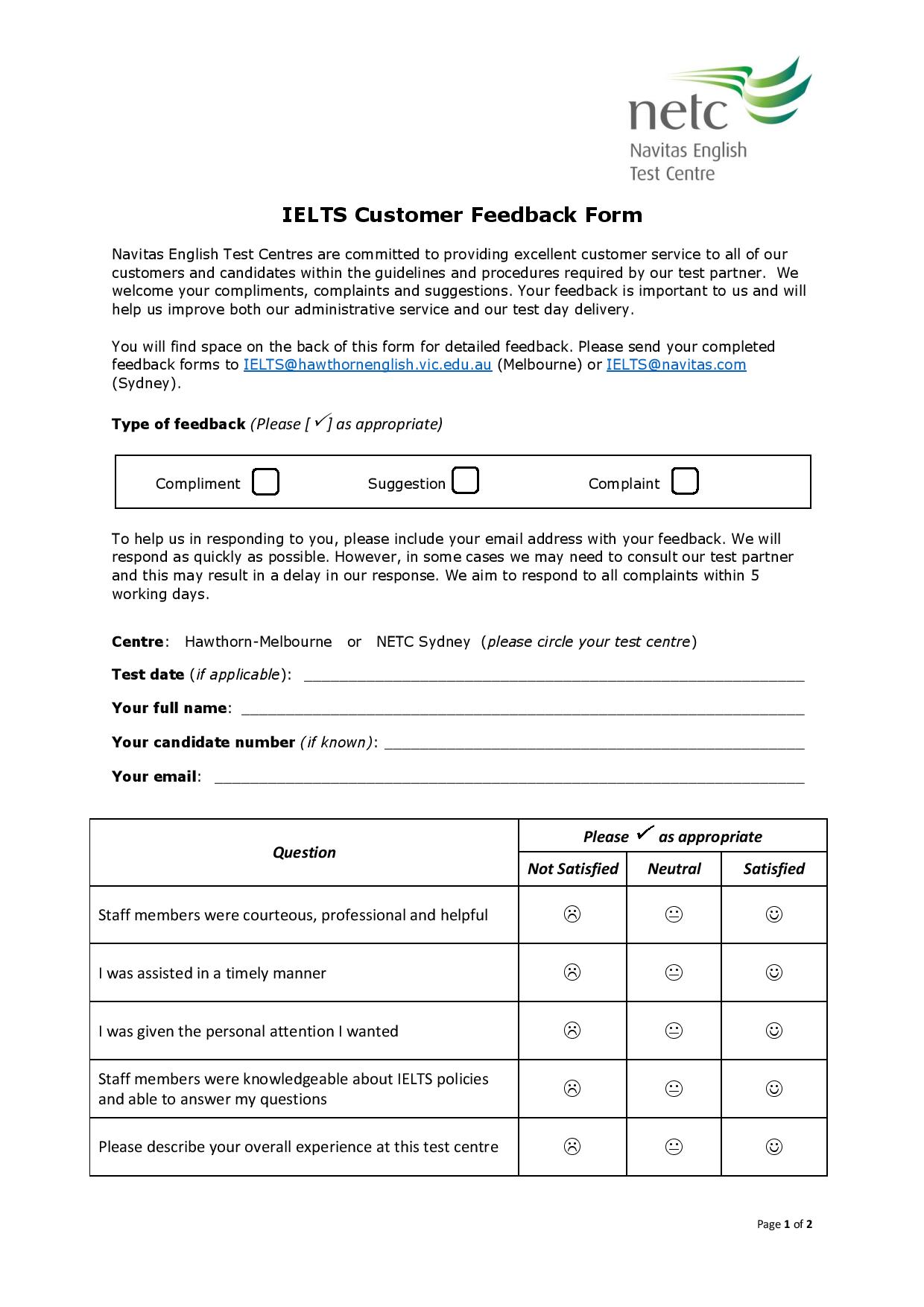 FREE 11+ Exam and Test Feedback Forms in PDF | Ms Word