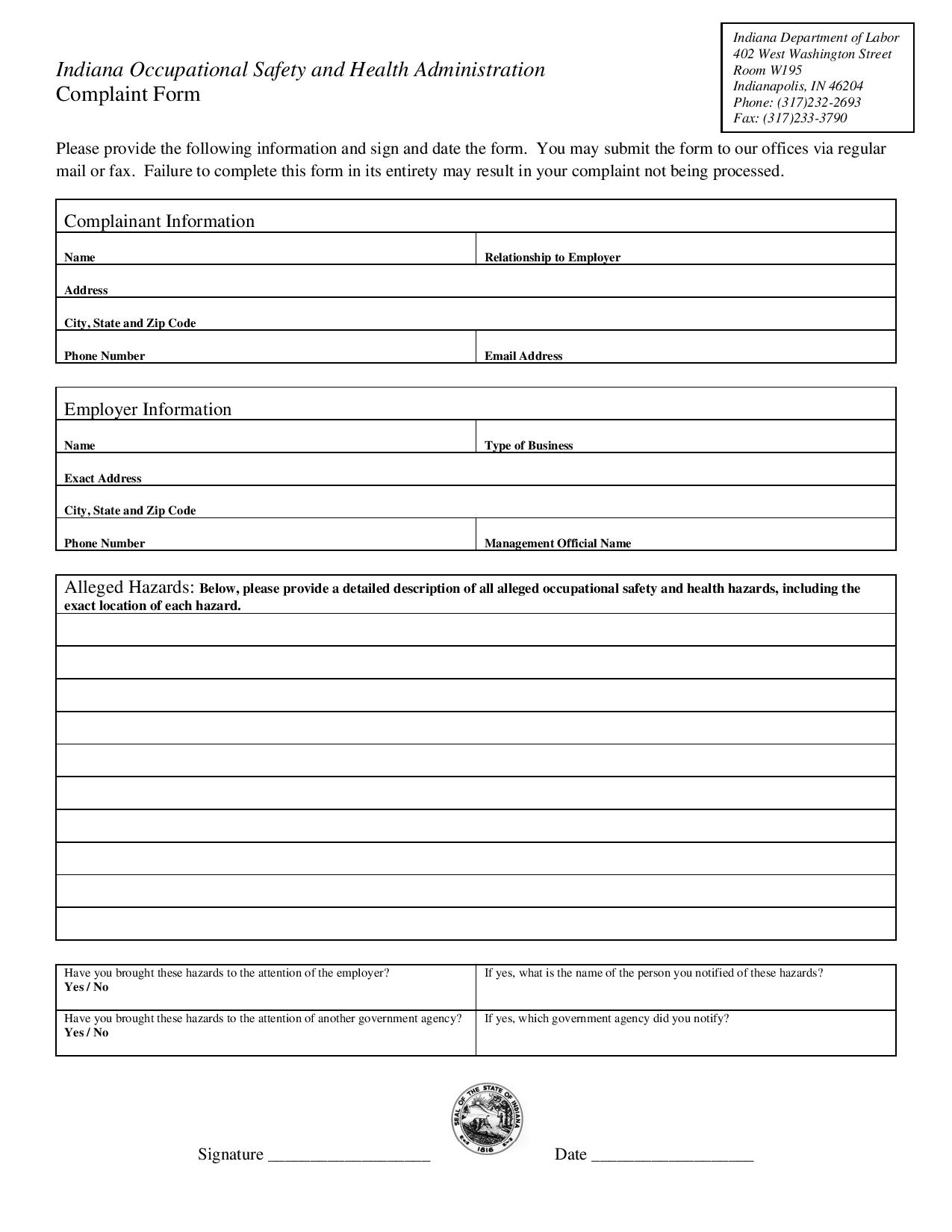 FREE 11+ Safety Complaint Forms in PDF | MS Word