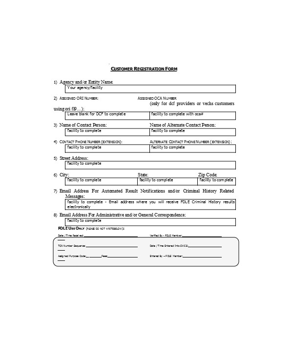 FREE 6+ New Customer Registration Forms in PDF | MS Word
