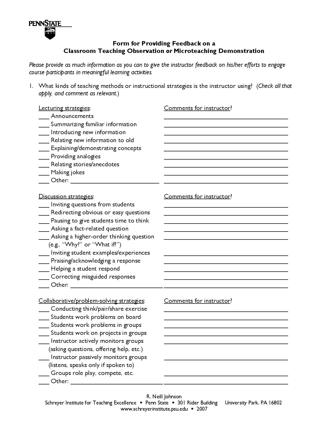 FREE 11+ Observational Feedback Forms in PDF | MS Word
