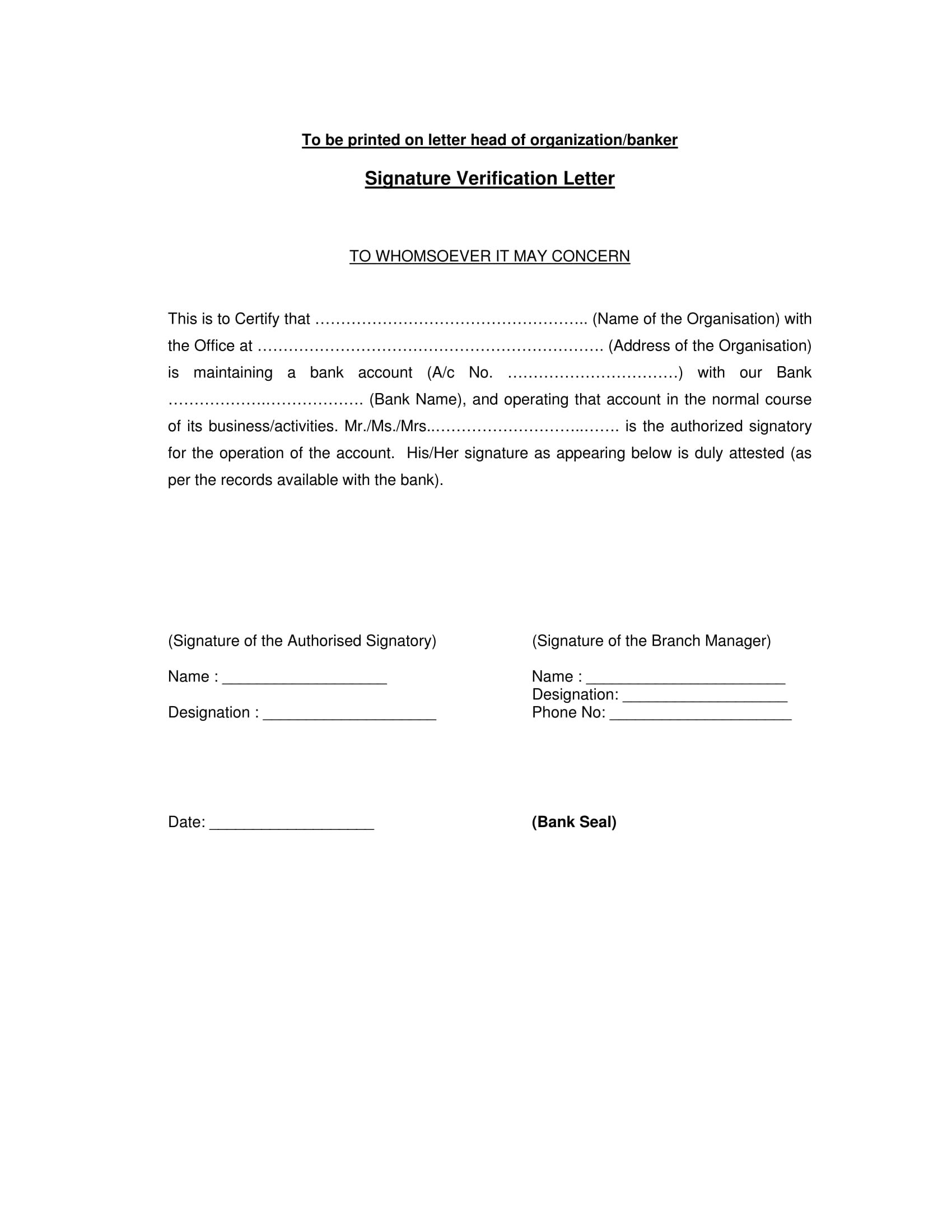 Free 13+ Signature Verification Form Samples, PDF, MS Word, Google Docs,