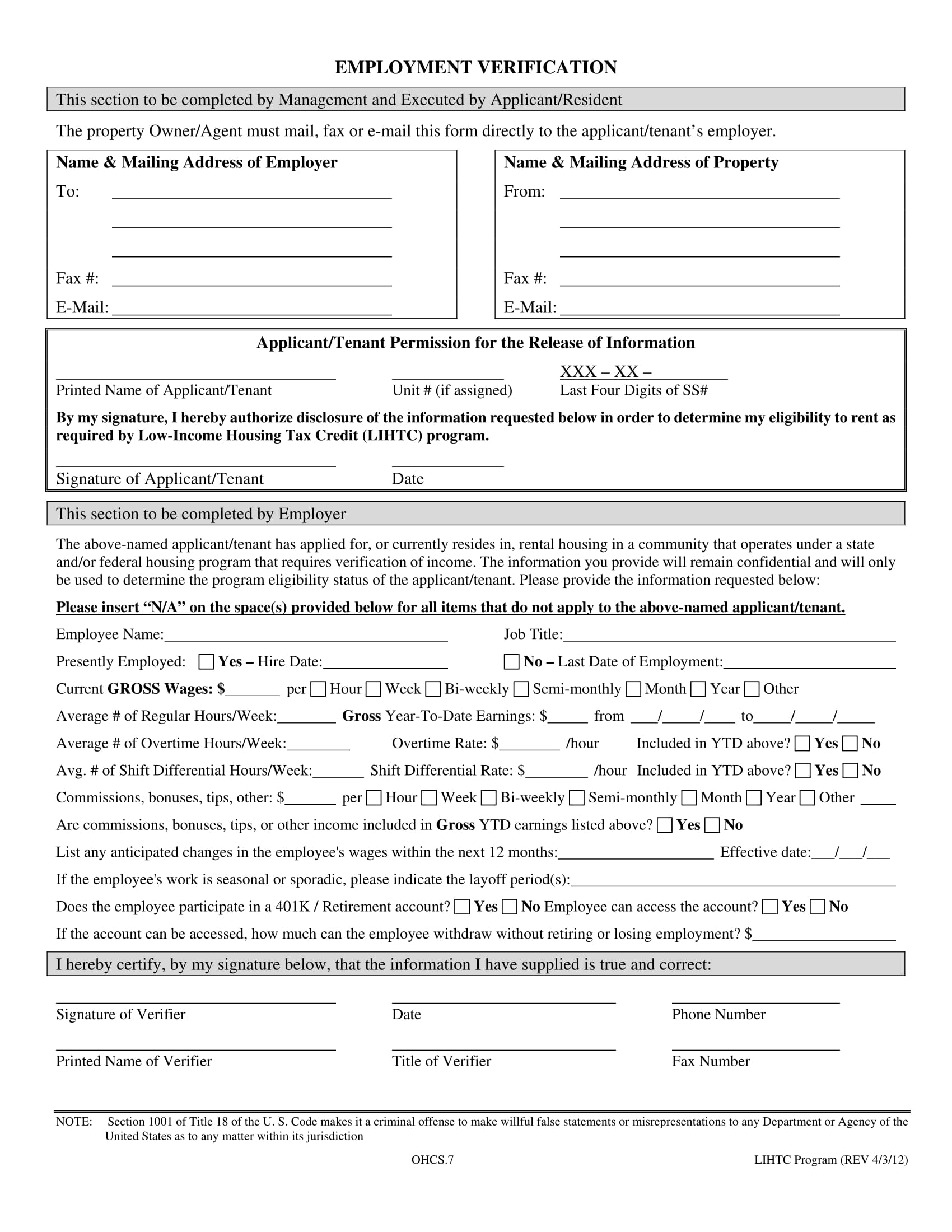 Free 13+ Tenant Employment Verification Form Samples, PDF, MS Word ...