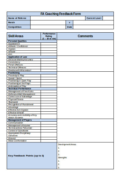 FREE 15+ Coaching Feedback Form Samples, PDF, MS Word, Google Docs, Excel