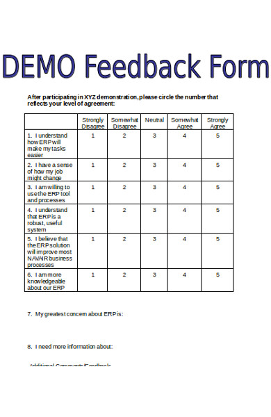 FREE 11+ Demo Feedback Forms in PDF | MS Word