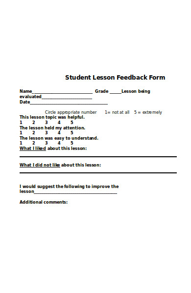 FREE 10+ Feedback Forms for Lessons in PDF | MS Word