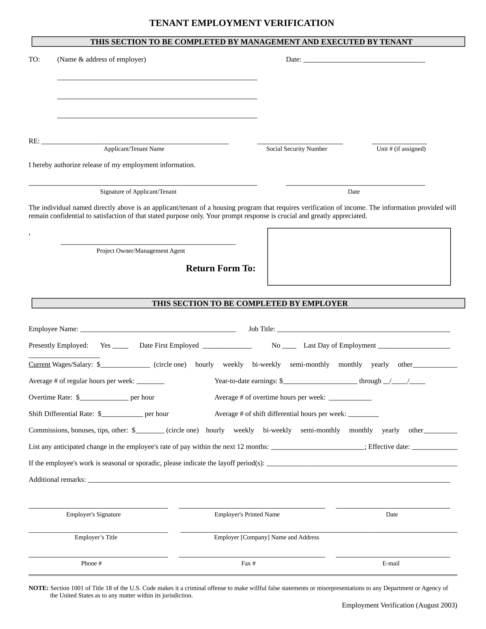 Free 13+ Tenant Employment Verification Form Samples, PDF, MS Word ...