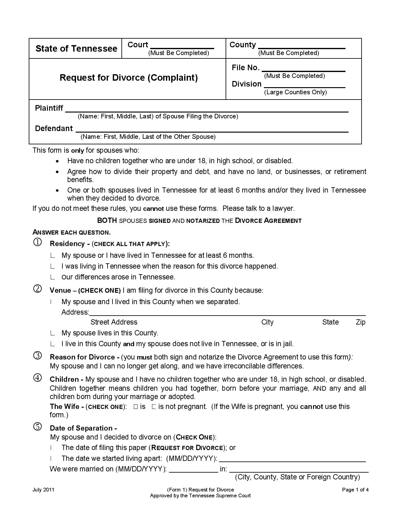 FREE 10+ Divorce Complaint Forms in PDF