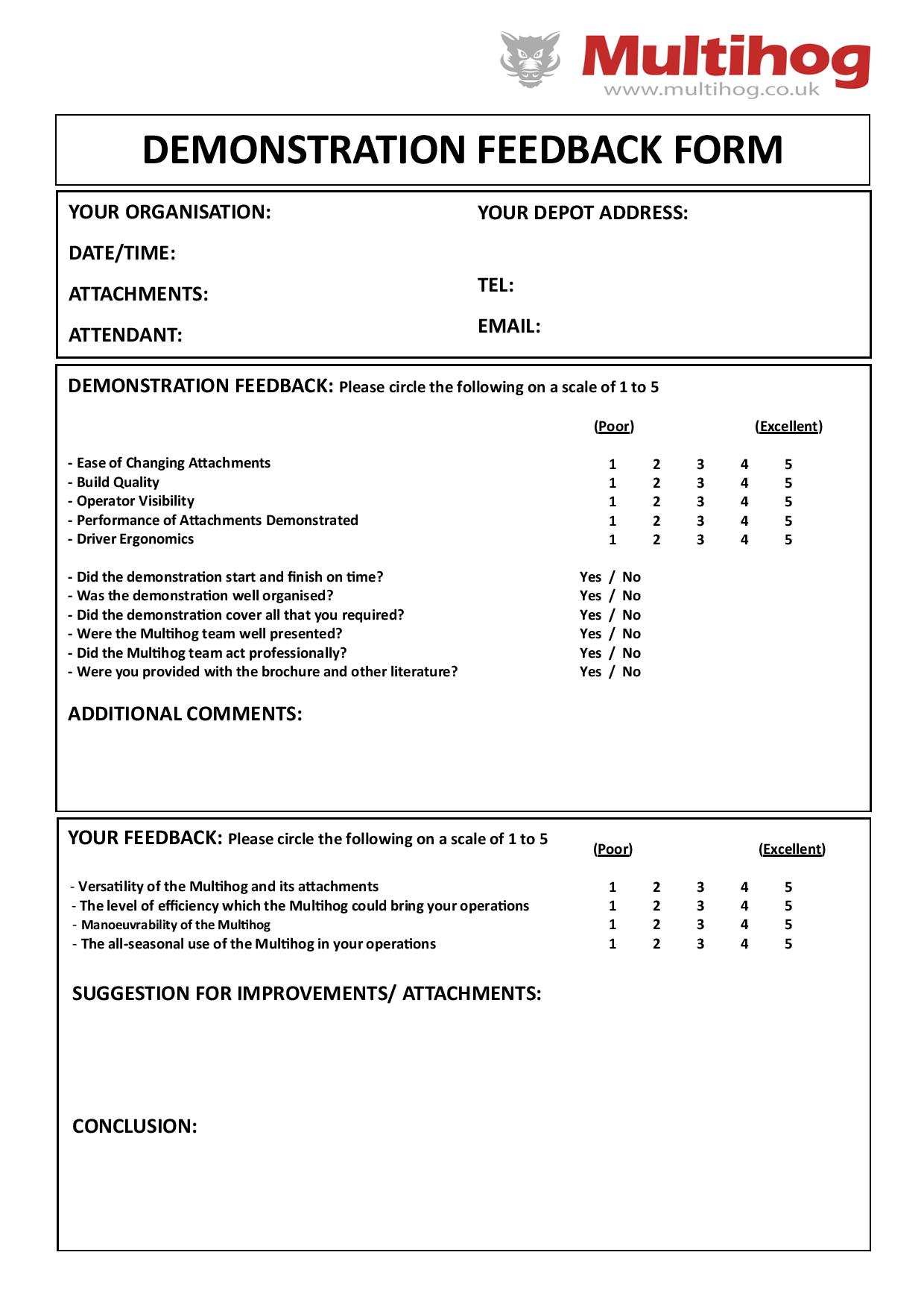 FREE 11+ Demo Feedback Forms in PDF | MS Word