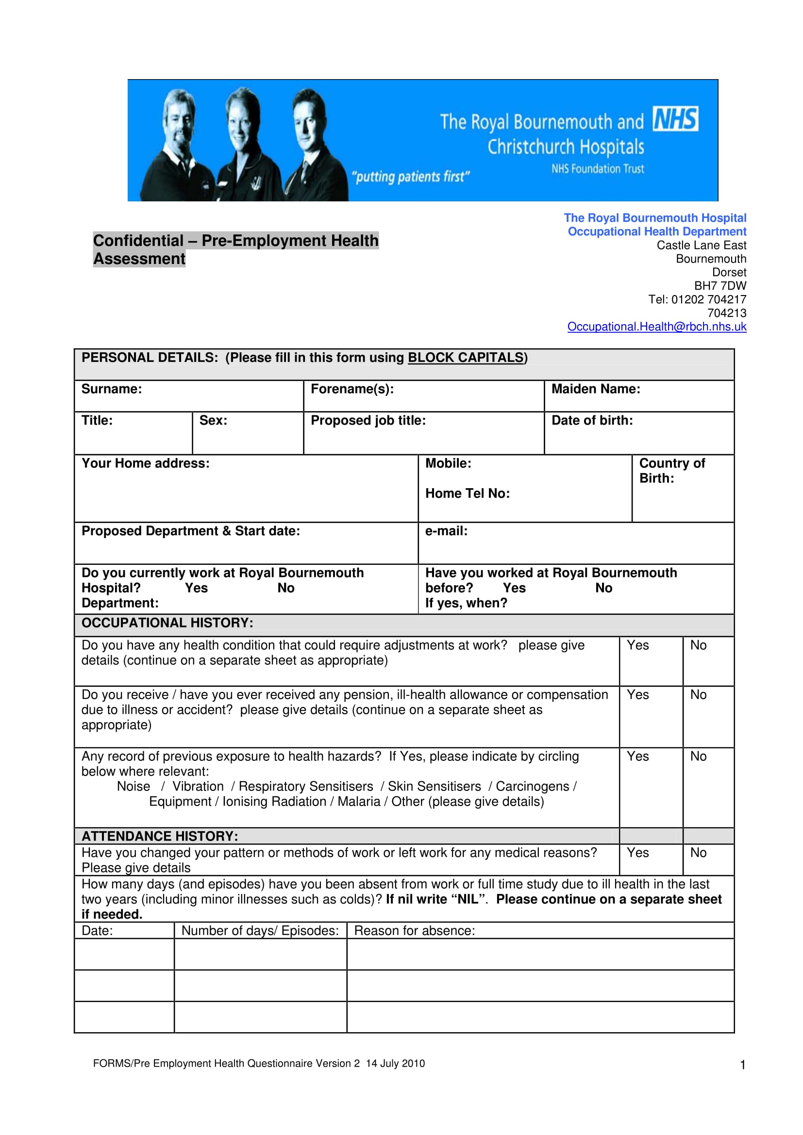 FREE 6+ Assessment Form For Employment in PDF