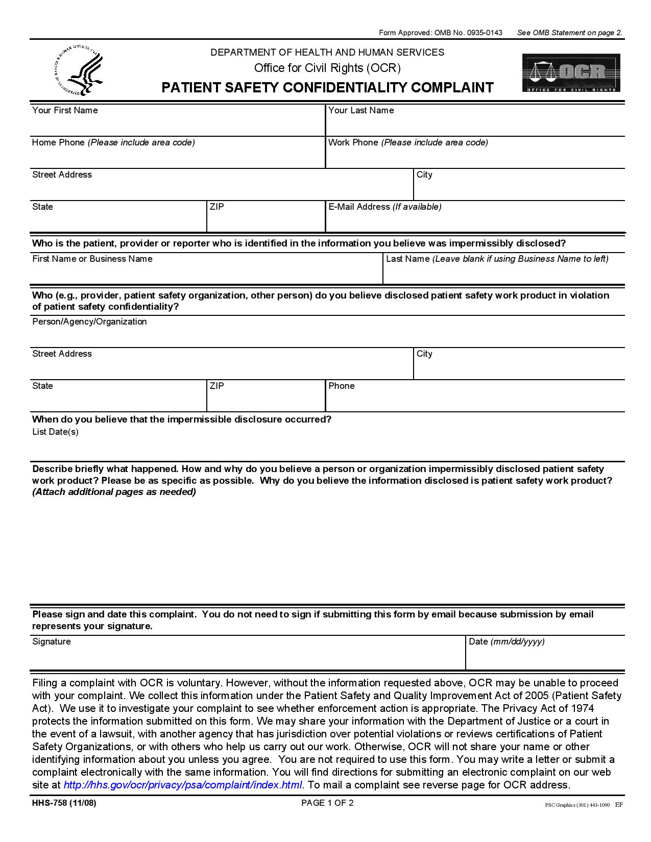 FREE 11+ Safety Complaint Forms in PDF | MS Word