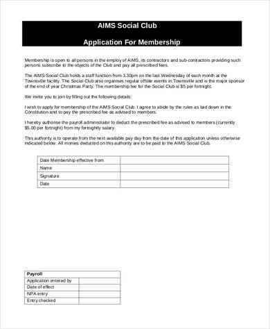 FREE 7+ Application For Membership Forms in PDF | Ms Word | Excel