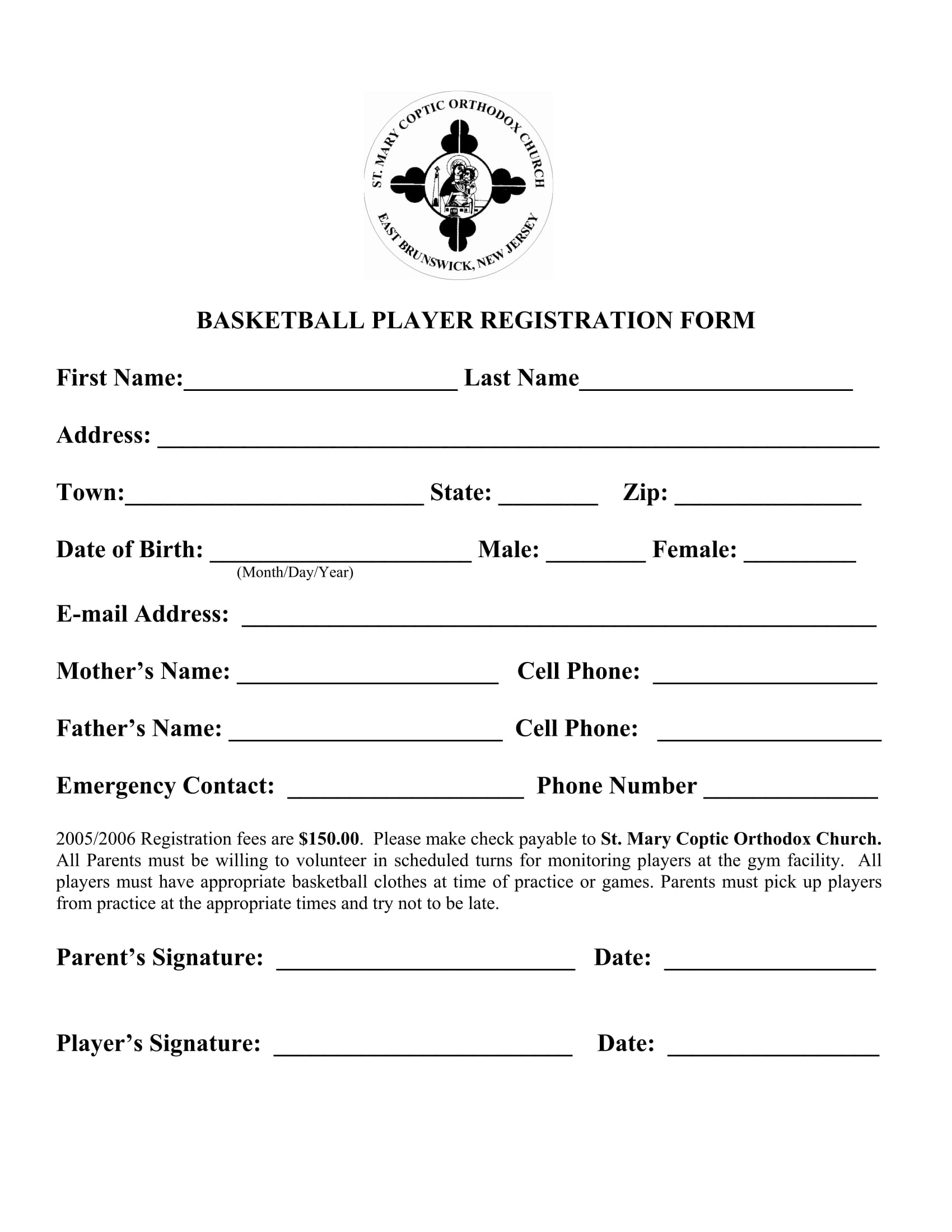 FREE 11+ Basketball Registration Forms in PDF | MS Word | Excel