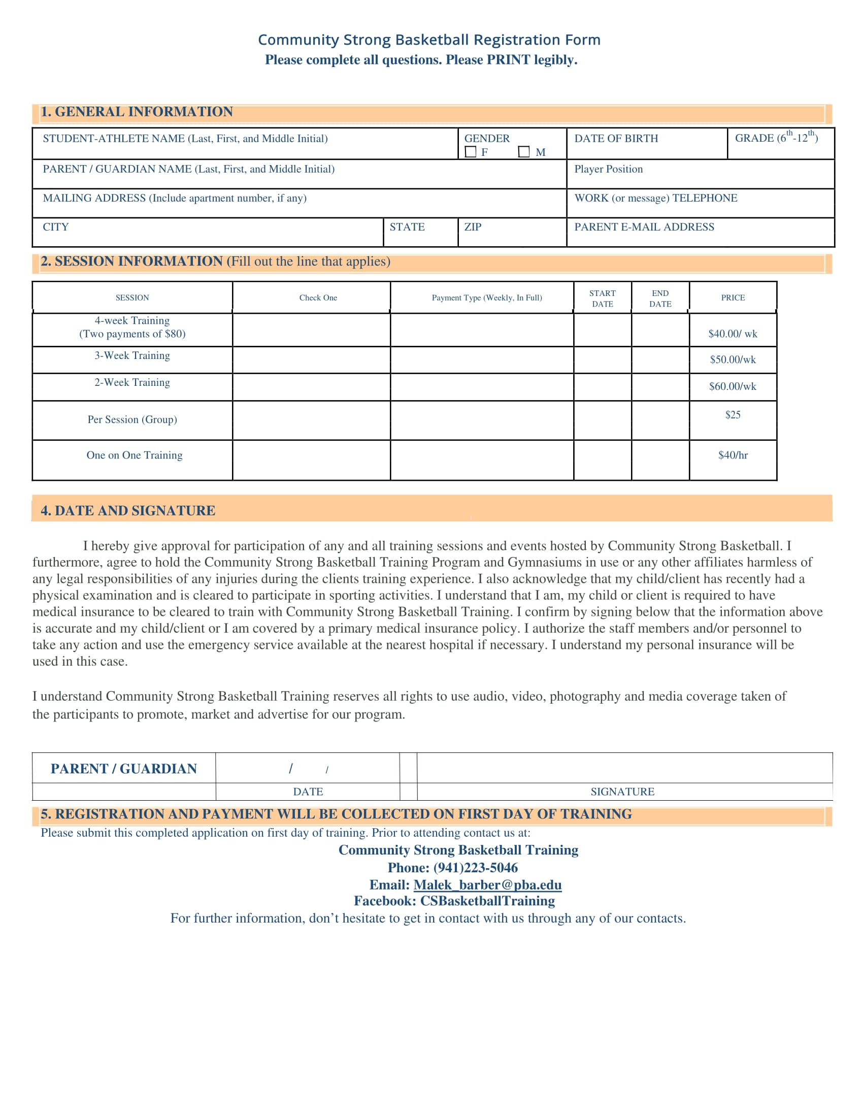 FREE 11+ Basketball Registration Forms in PDF | MS Word | Excel