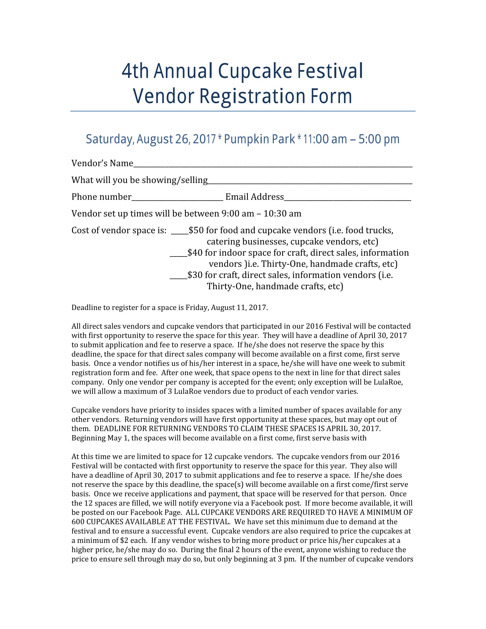 FREE 9+ Event Vendor Registration Forms in PDF | MS Word