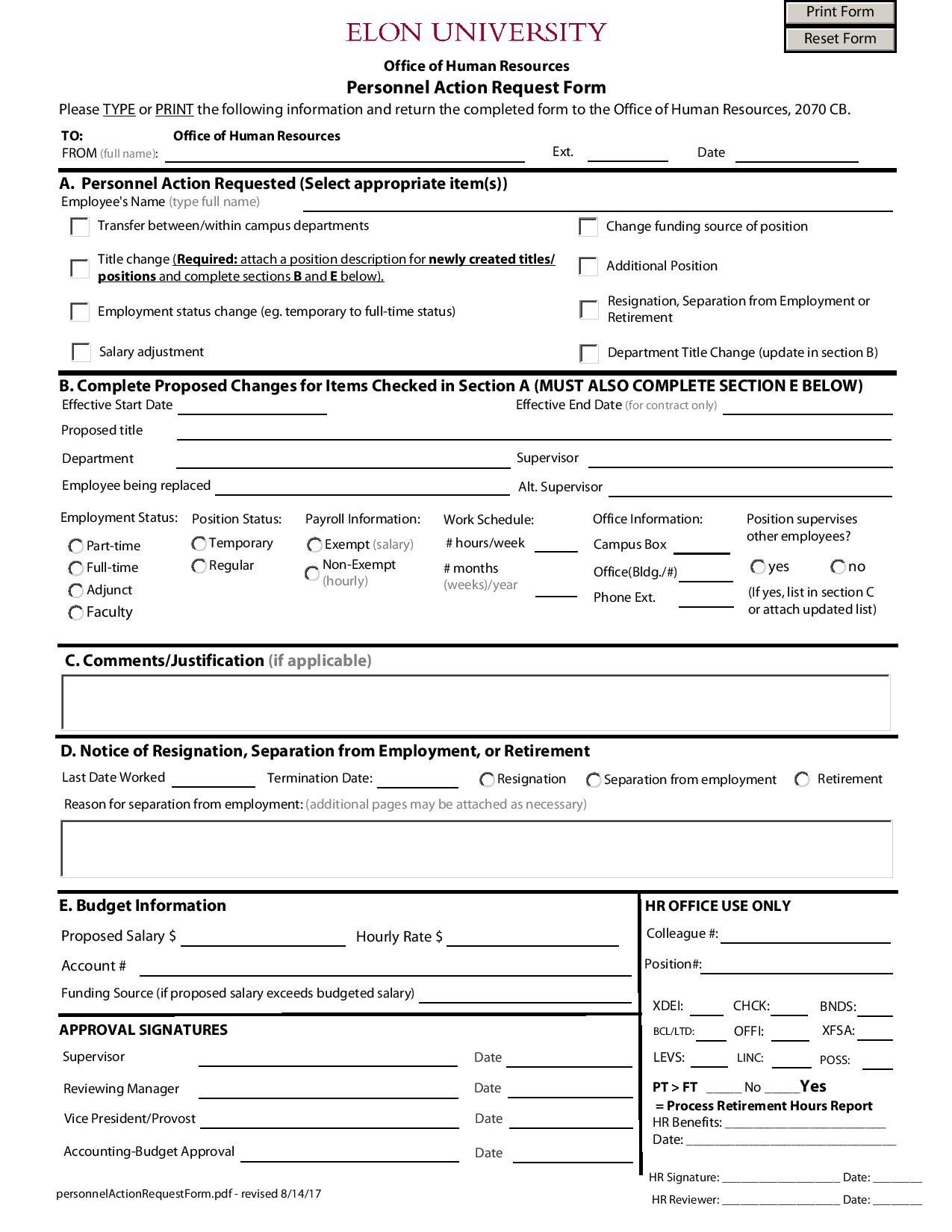 FREE 28+ Personnel Action Forms in PDF | MS Word | Excel