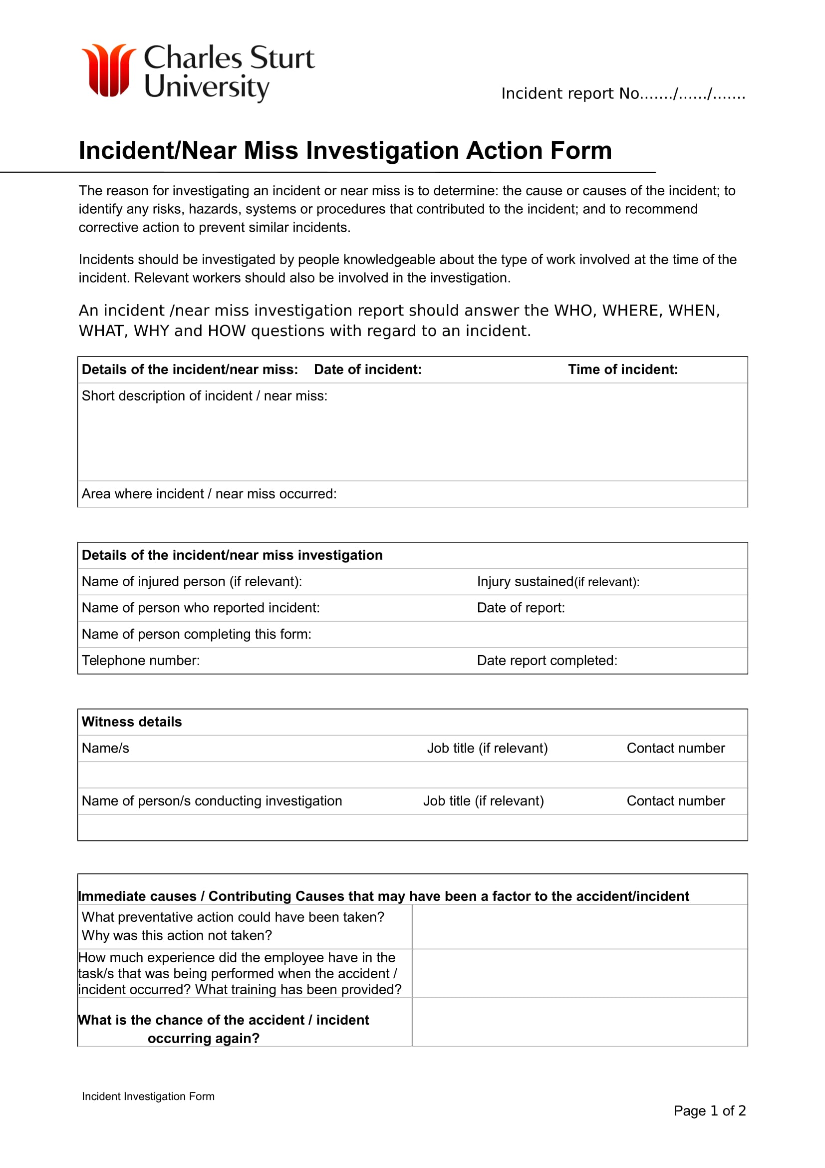 FREE 29+ Action Forms in MS Word | PDF | Excel