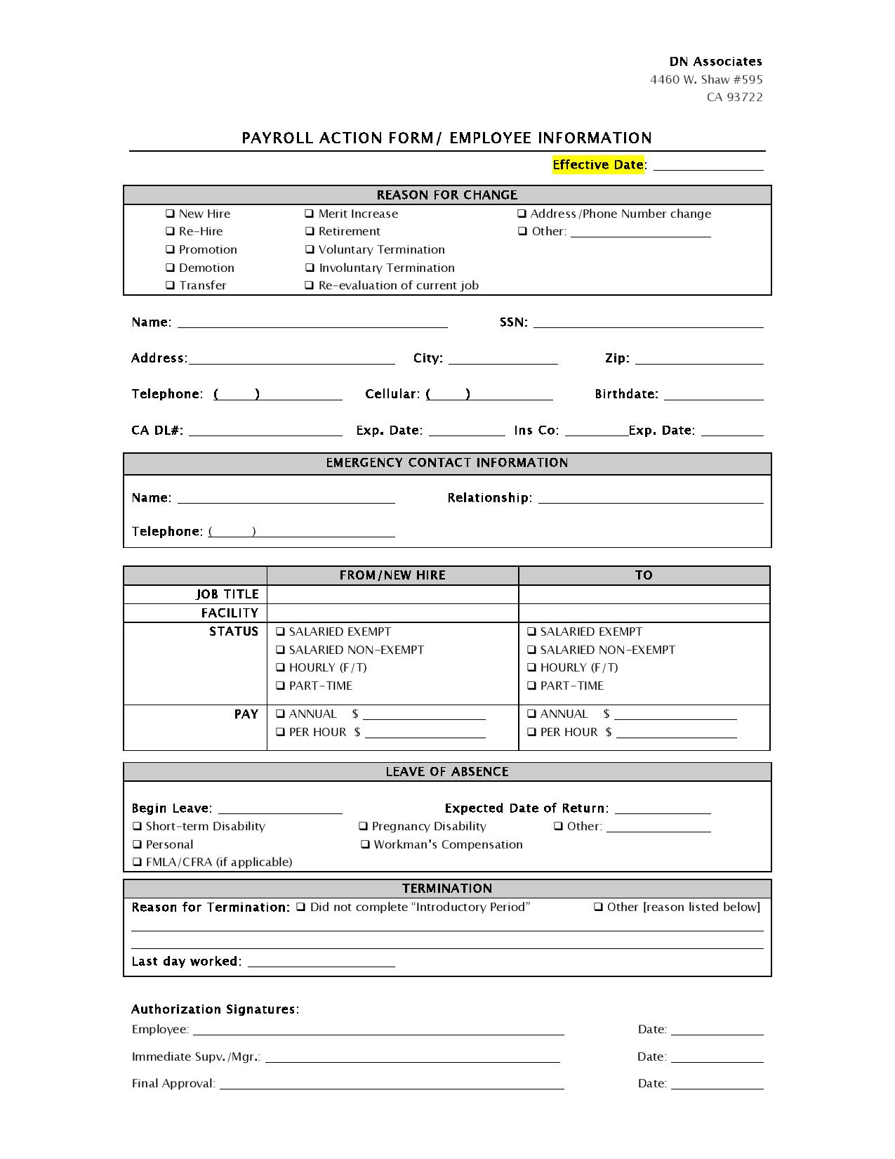 FREE 29+ Action Forms in MS Word | PDF | Excel
