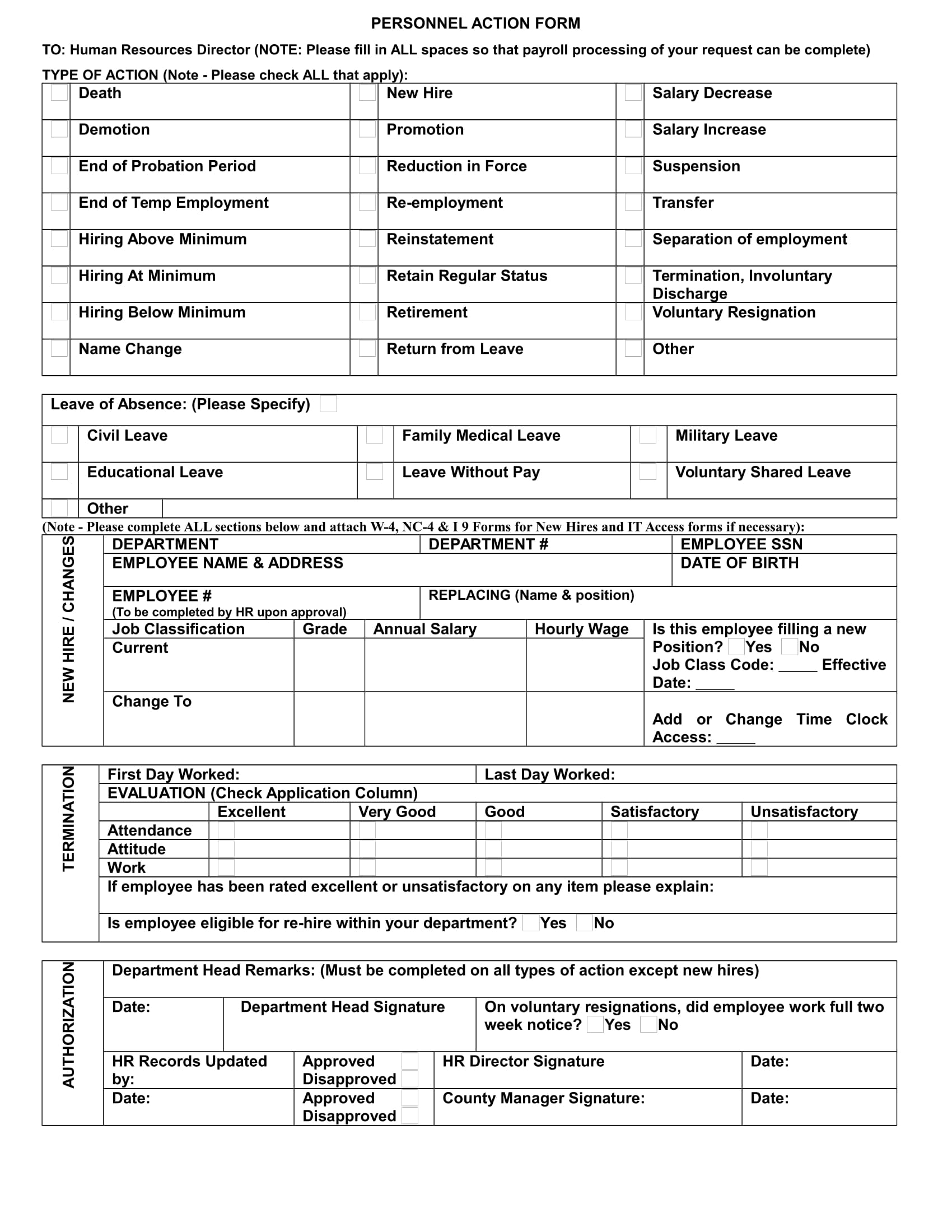 FREE 28+ Personnel Action Forms in MS Word | PDF | Excel