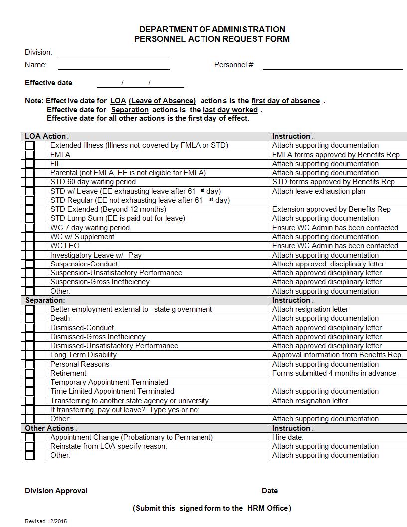 FREE 28+ Personnel Action Forms in MS Word | PDF | Excel