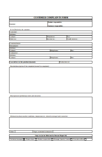 FREE 16+ Customer Complaint Form Samples, PDF, MS Word, Google Docs