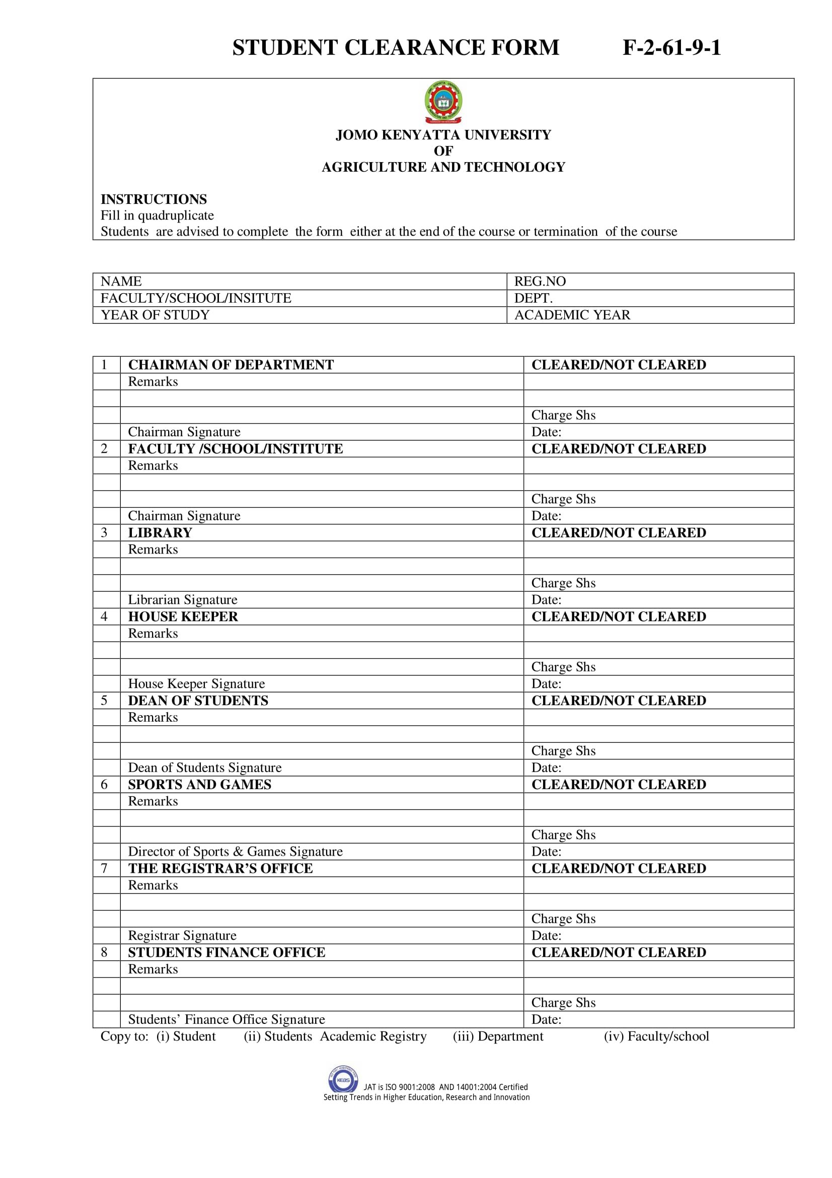 FREE 18+ Student Clearance Form Samples, PDF, MS Word, Google Docs