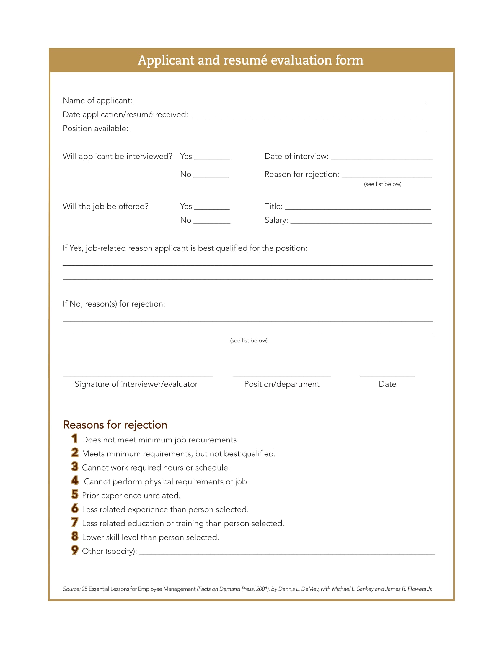 FREE 18+ Resume Evaluation Form Samples, PDF, MS Word, Google Docs