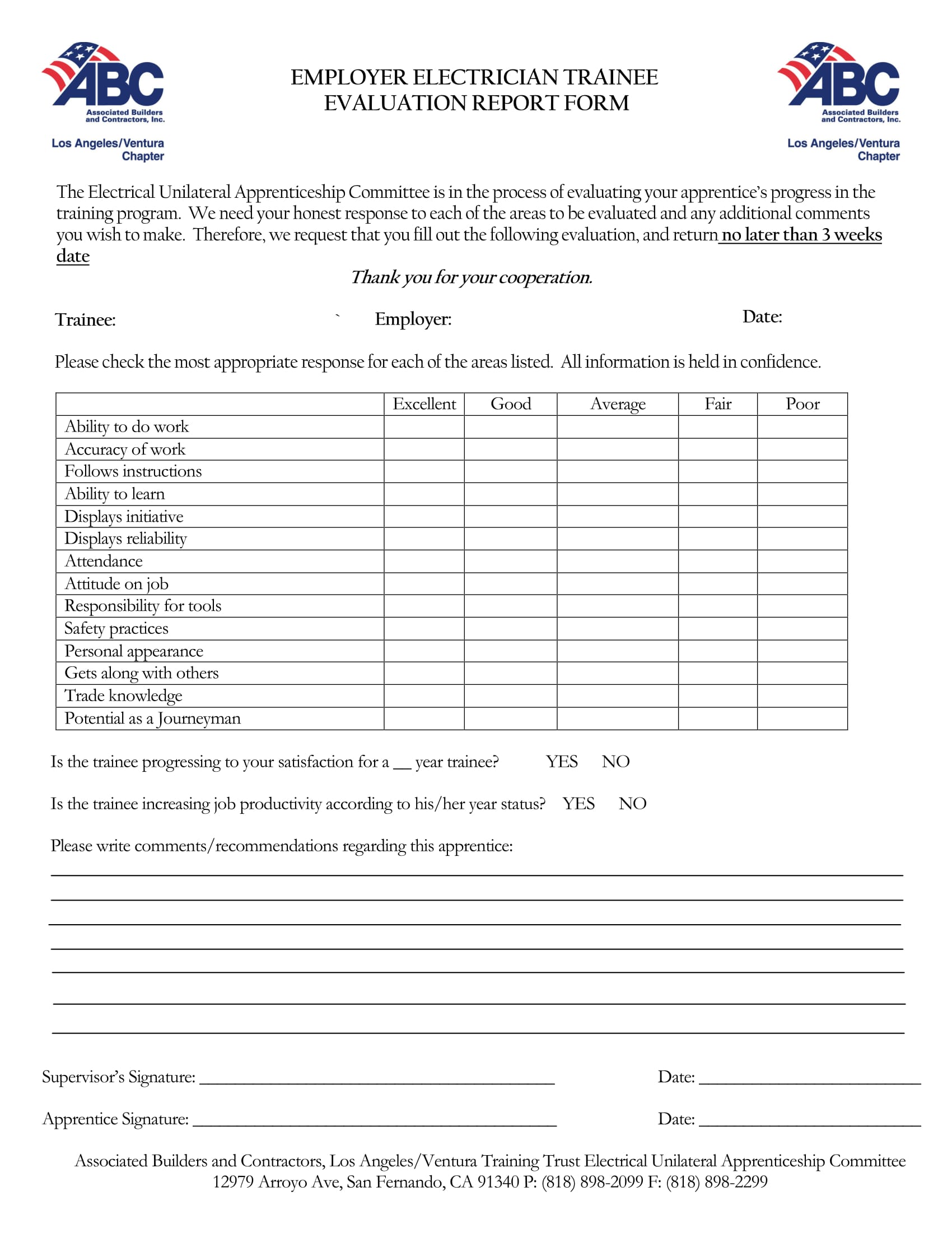 FREE 14+ Trainee Evaluation Forms in MS Word | PDF