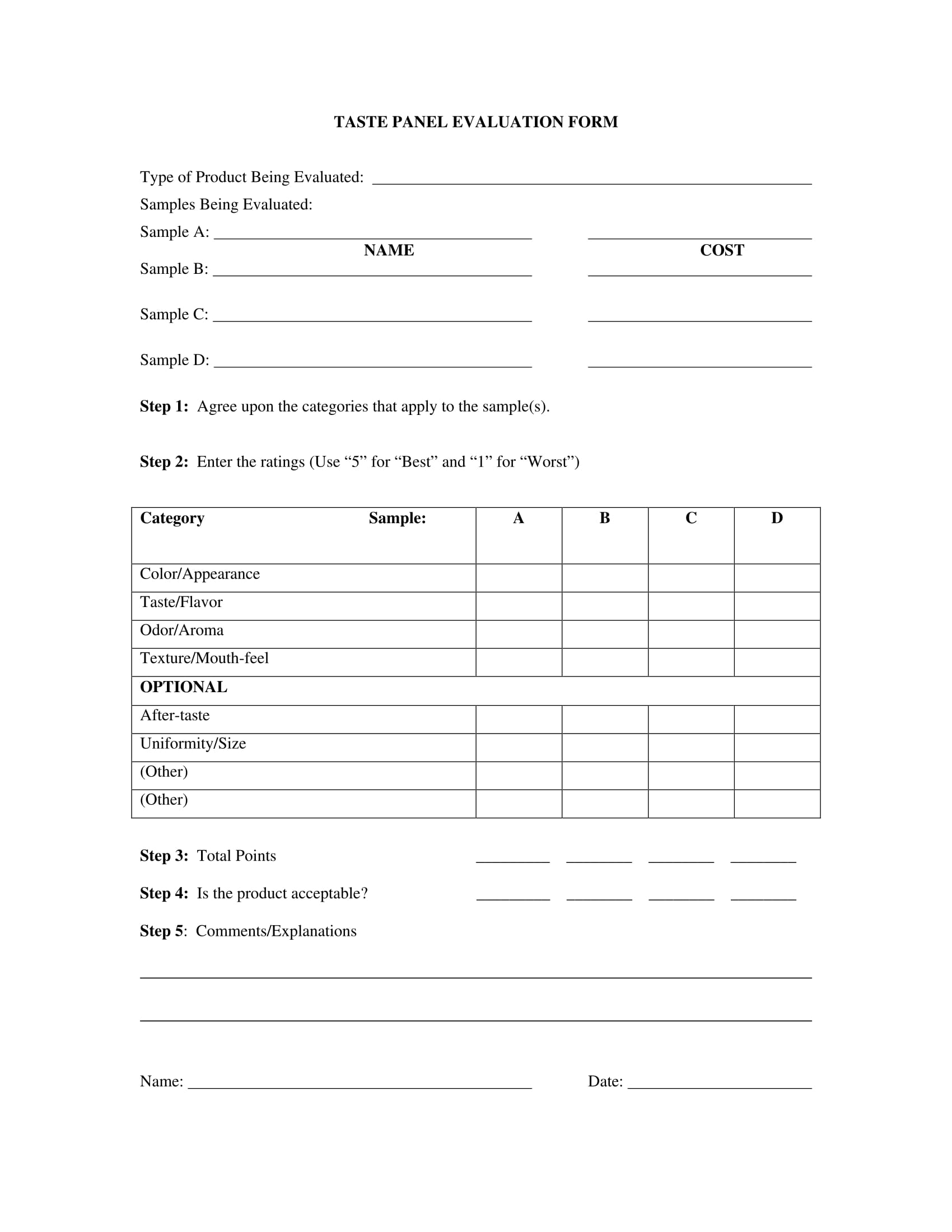 FREE 18+ Food Evaluation Form Samples, PDF, MS Word, Google Docs