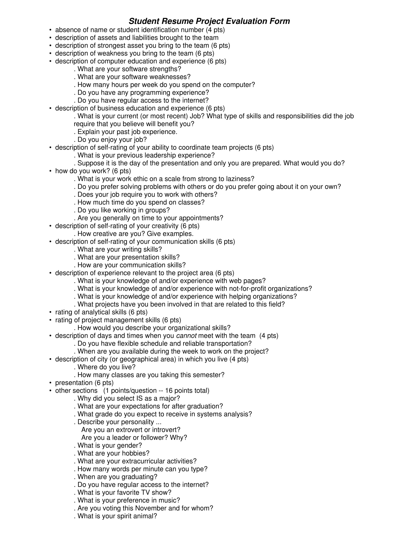 FREE 18+ Resume Evaluation Form Samples, PDF, MS Word, Google Docs