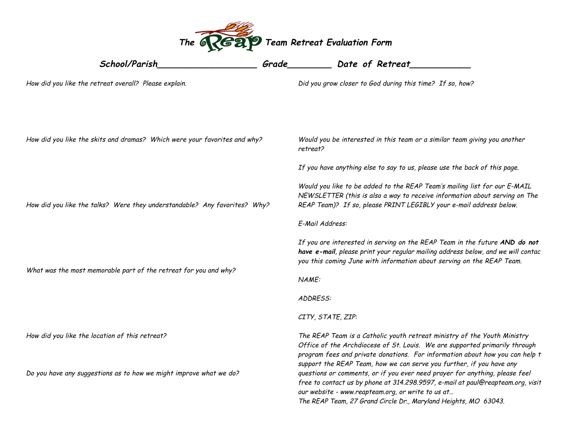 FREE 14+ Retreat Evaluation Forms in PDF