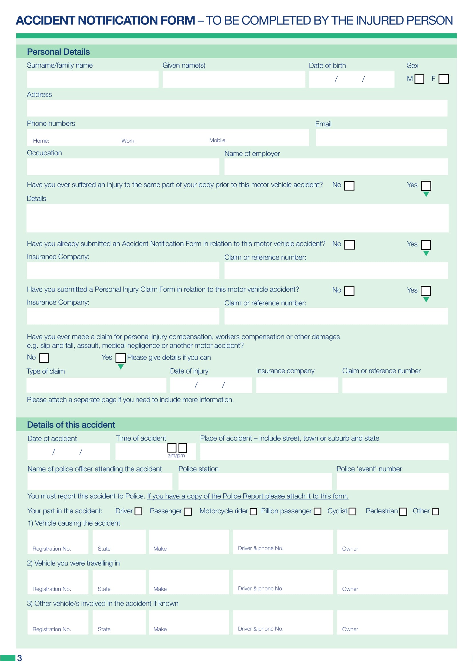 FREE 13+ Accident Information Forms in MS Word | PDF