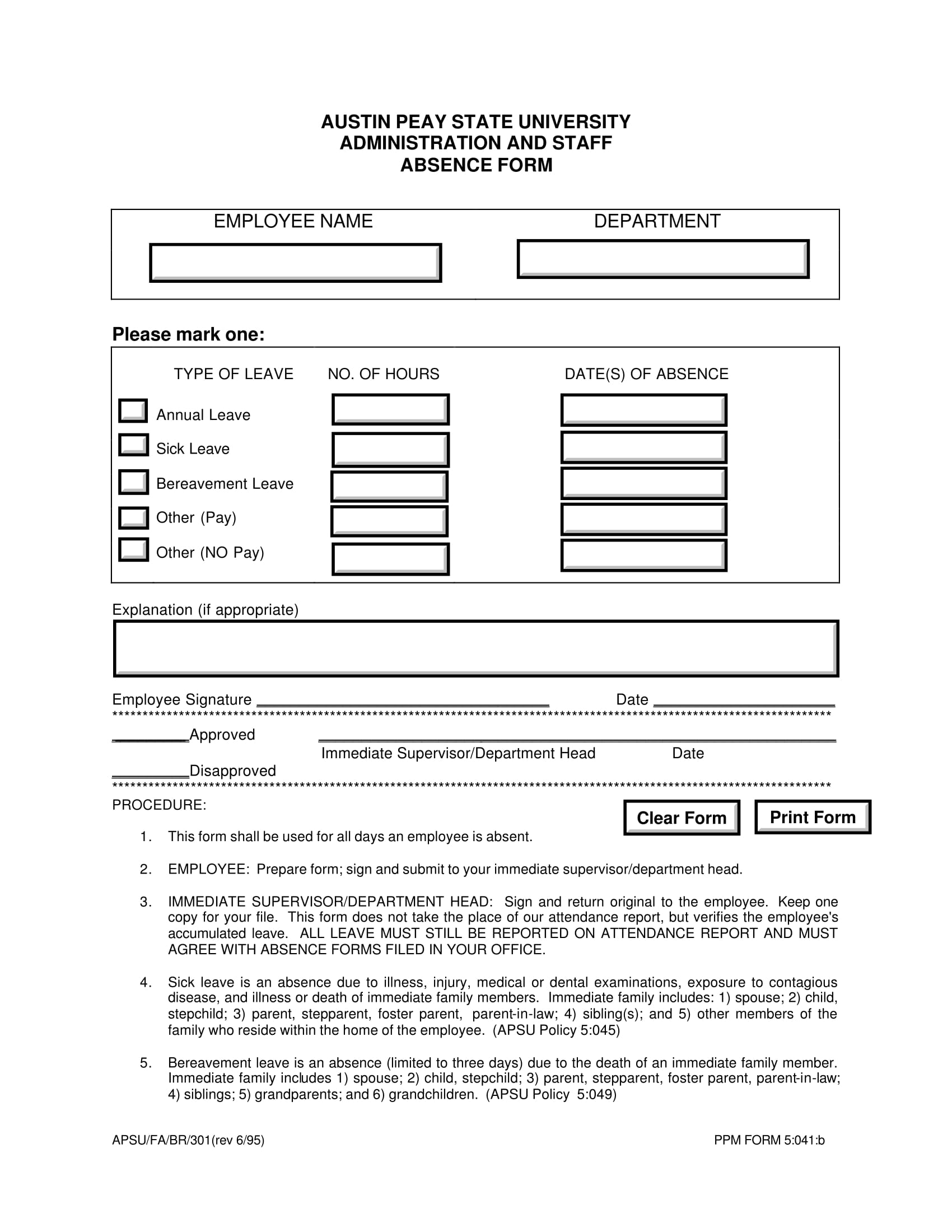 FREE 18+ Staff Absence Form Samples, PDF, MS Word, Google Docs, Excel