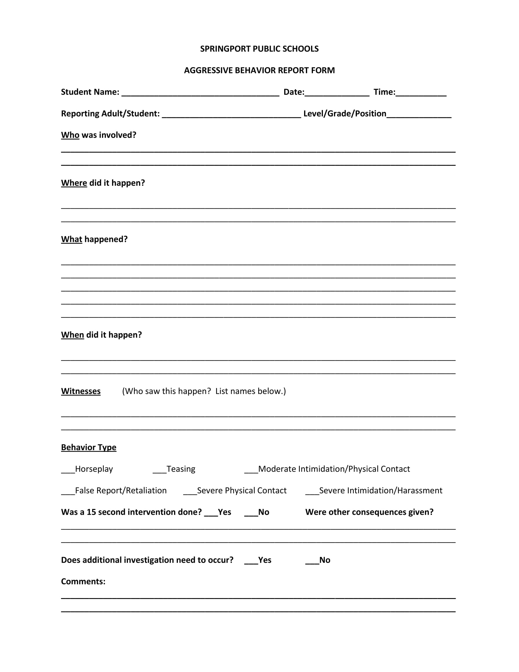 FREE 17+ Behavior Report Form Samples, PDF, MS Word, Google Docs