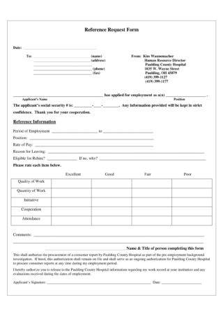 14+ Reference Request and Release Forms - Free Word, PDF Format