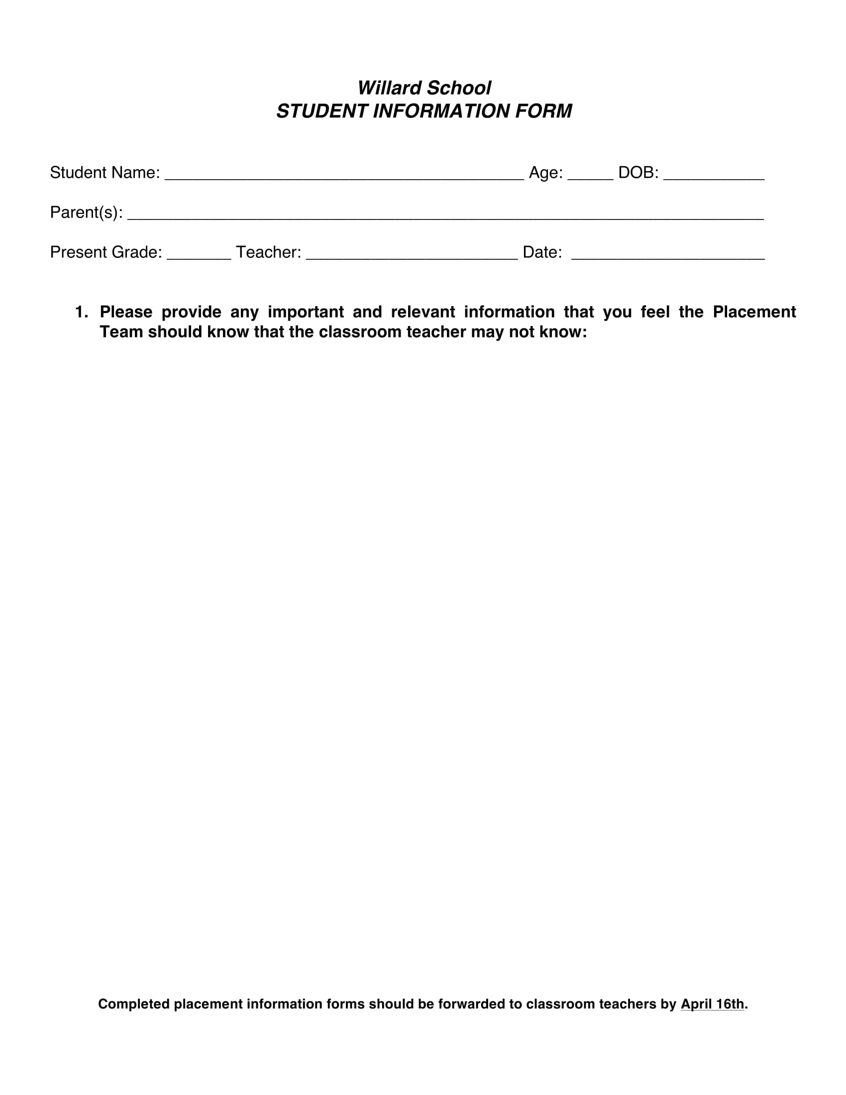 FREE 18+ Student Information Form Samples, PDF, Word, Google Docs
