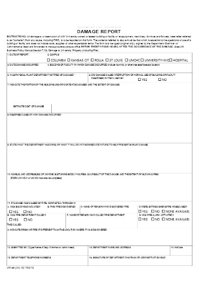 FREE 11+ Damage Report Form Samples, PDF, MS Word, Google Docs, Excel