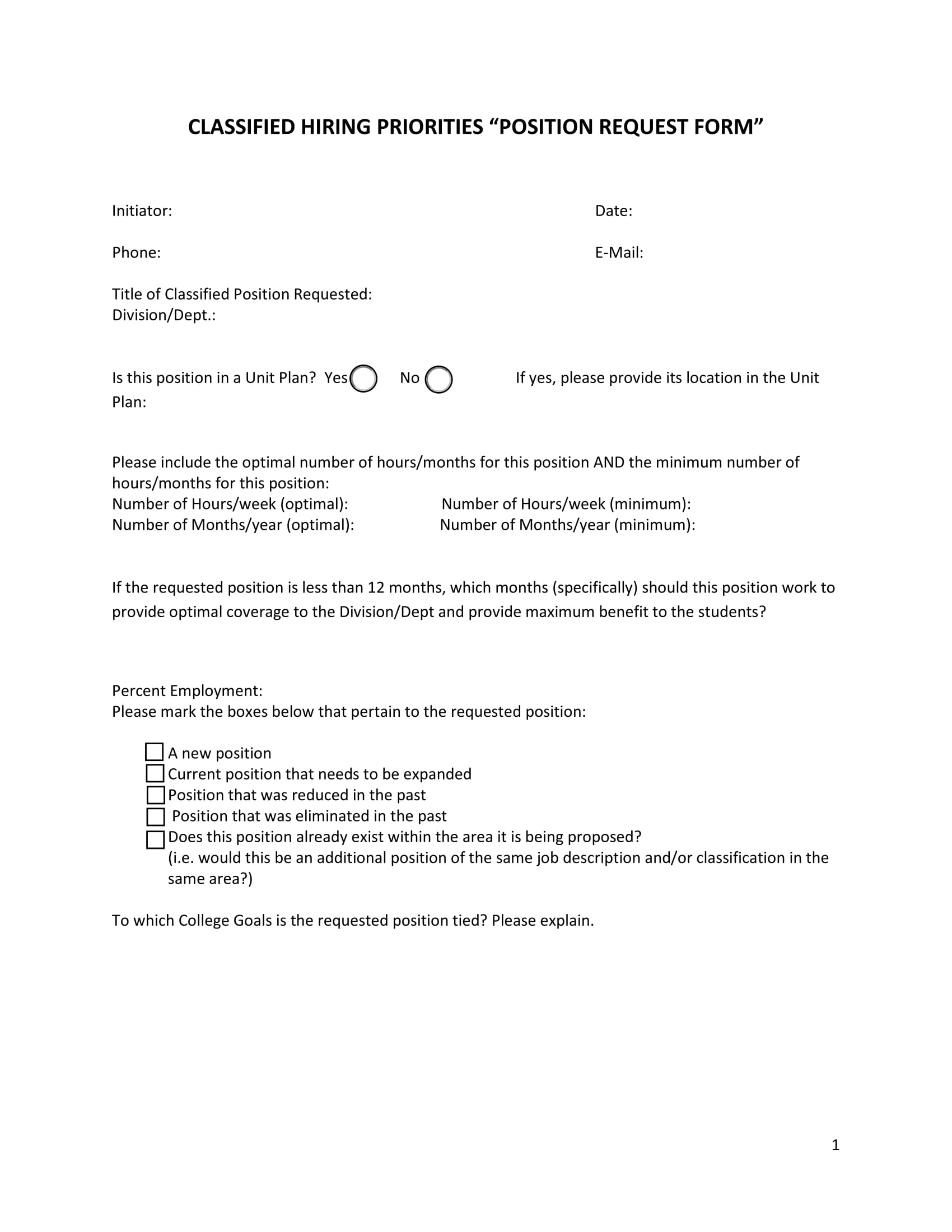 FREE 15+ Position Request Forms in PDF | MS Word