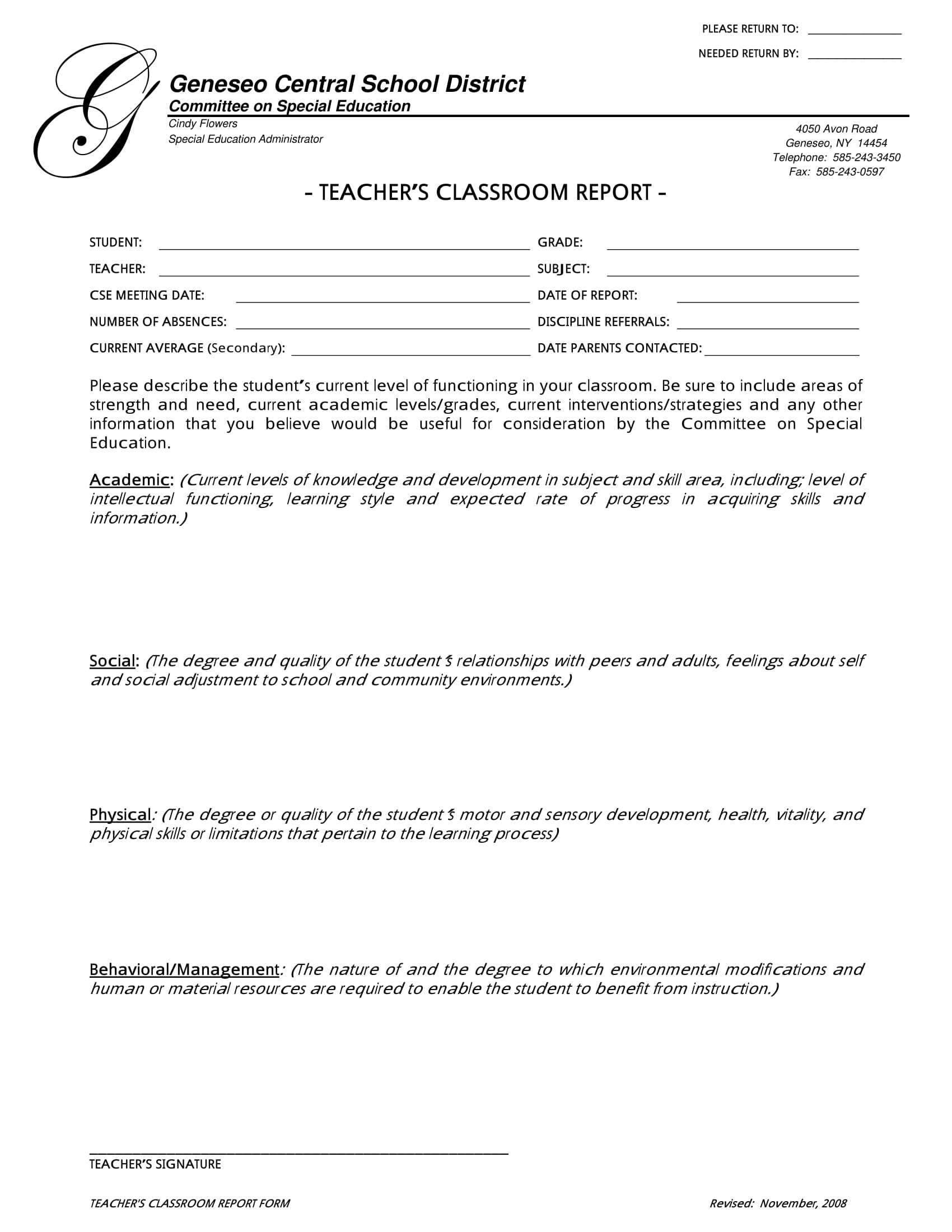FREE 14+ Teacher Report Forms in PDF