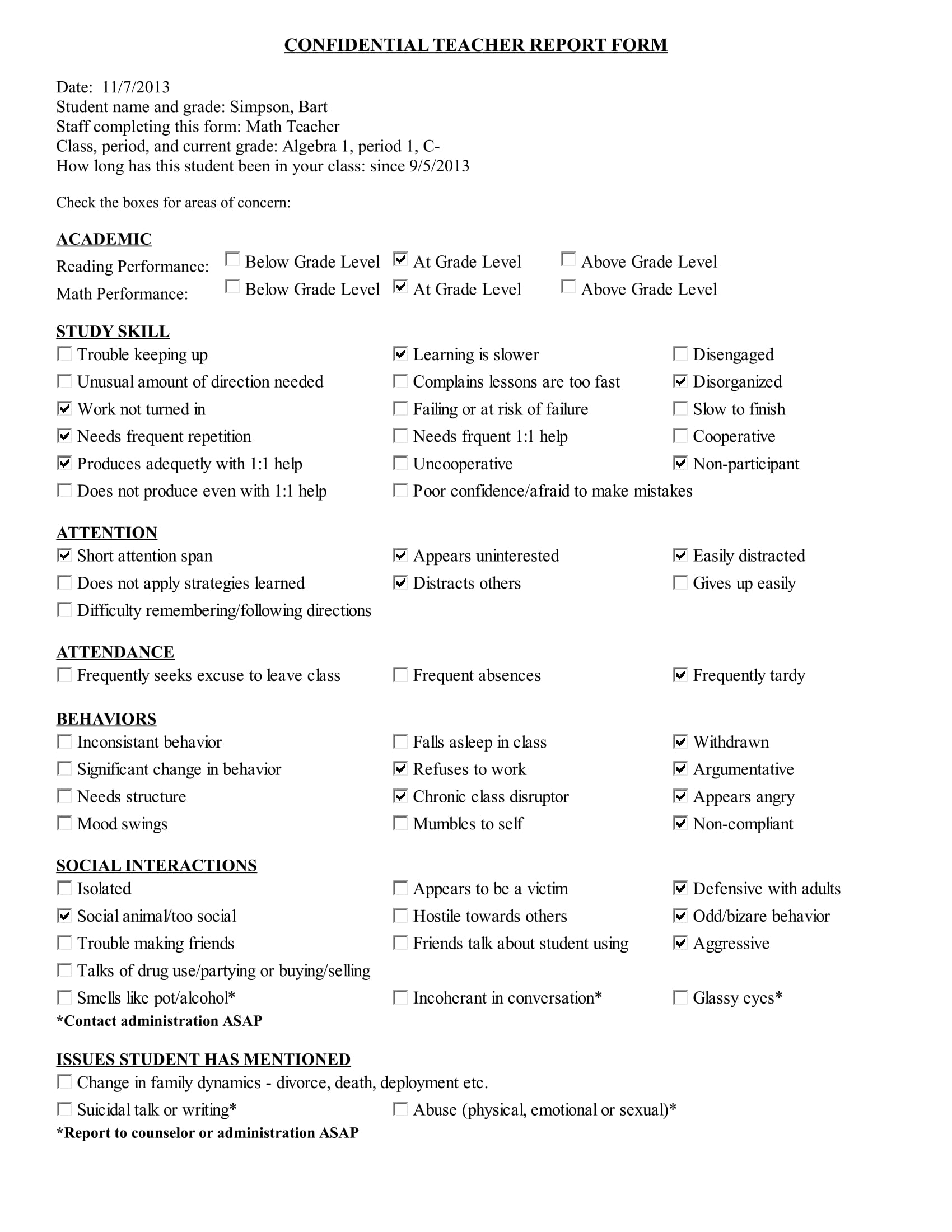 FREE 14+ Teacher Report Forms in PDF