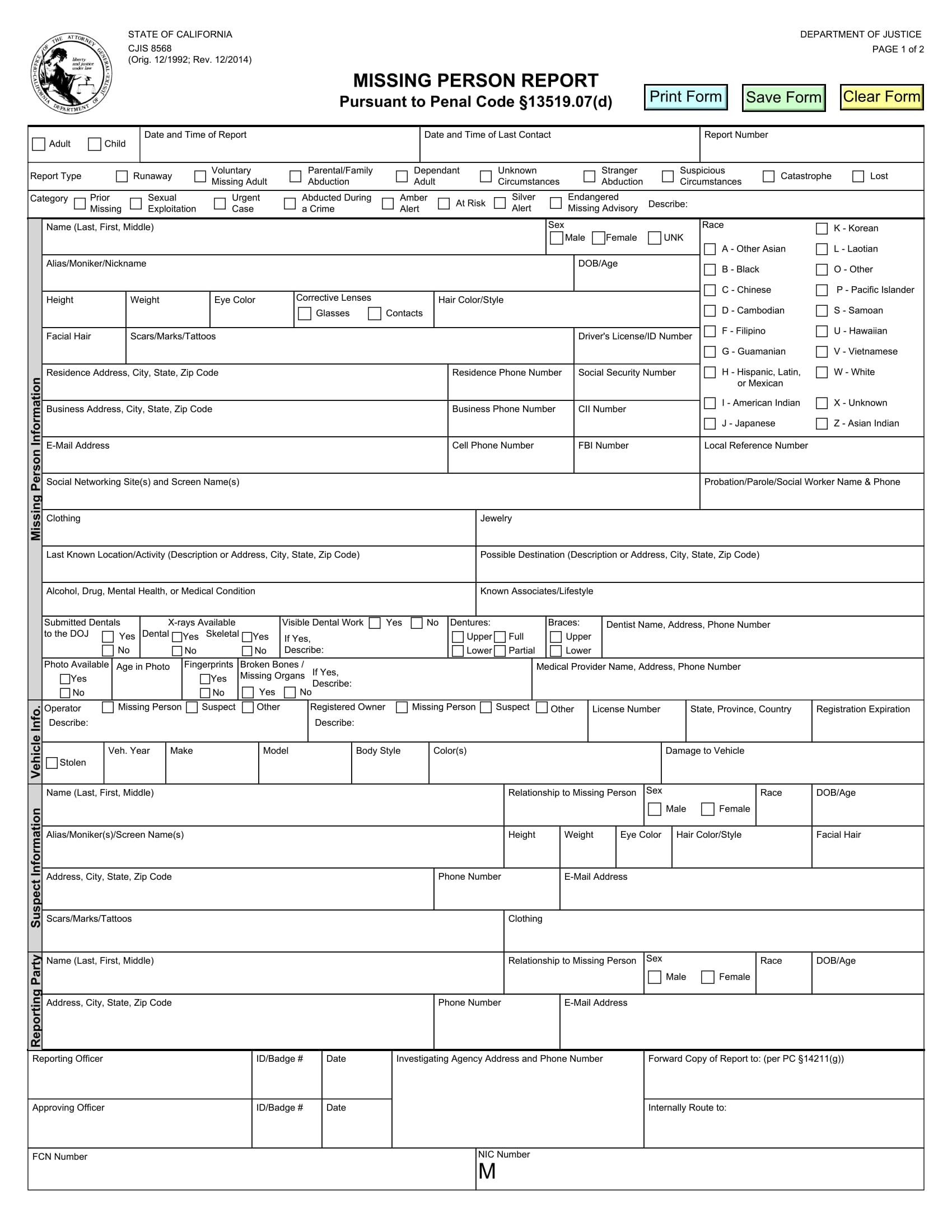 FREE 14 Missing Report Forms In MS Word PDF